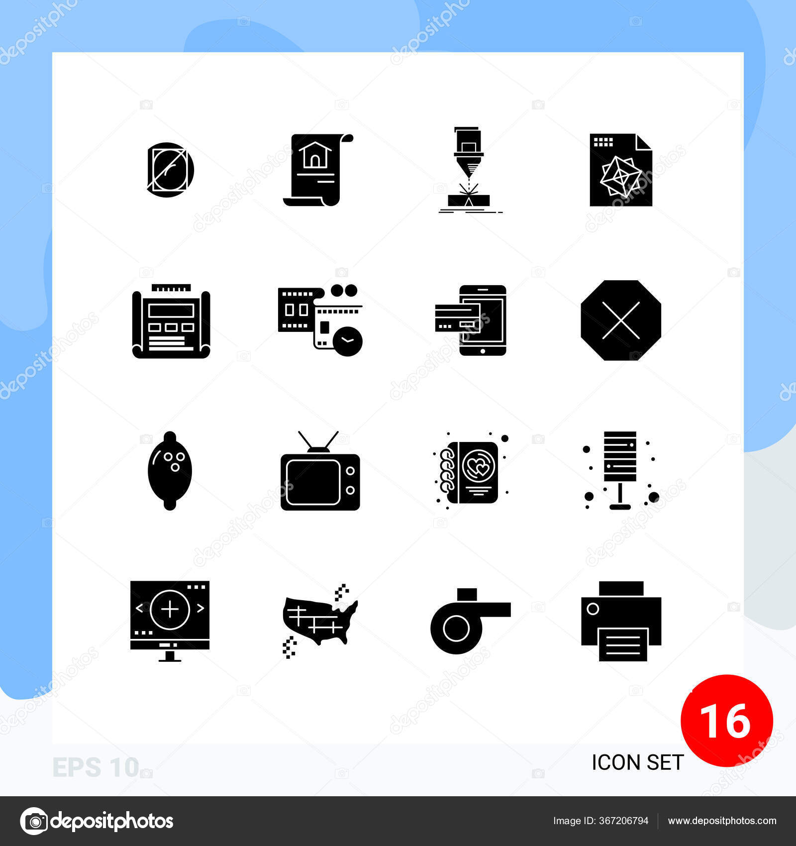 Pictogram Set Simple Solid Glyphs Design Design Cutting Processing ...