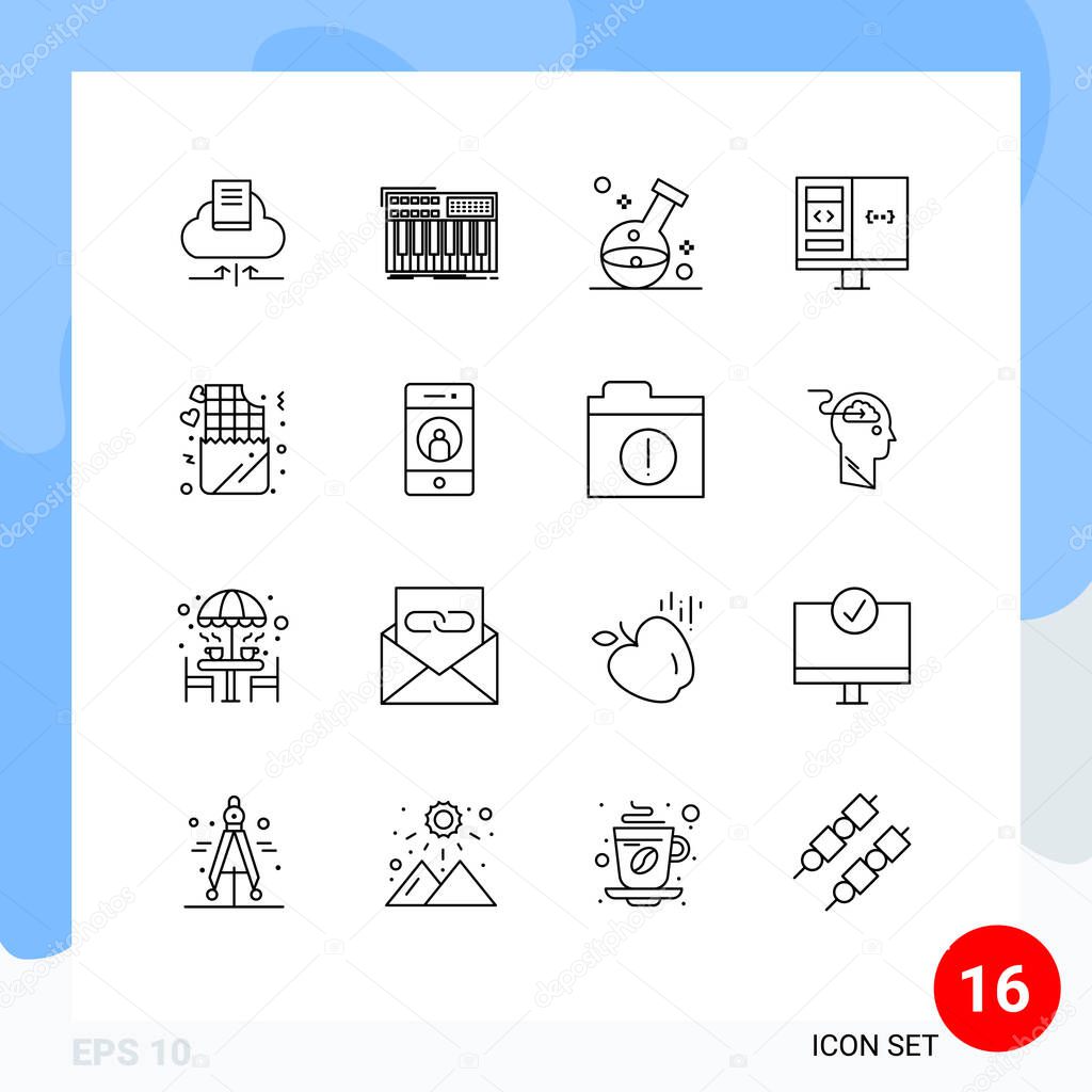 Stock Vector Icon Pack de 16 líneas y símbolos para desarrollar ...