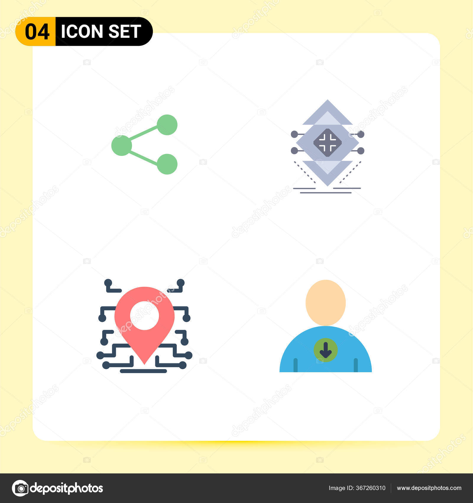 Creative Icons Modern Signs Symbols Media Location Sharing ...