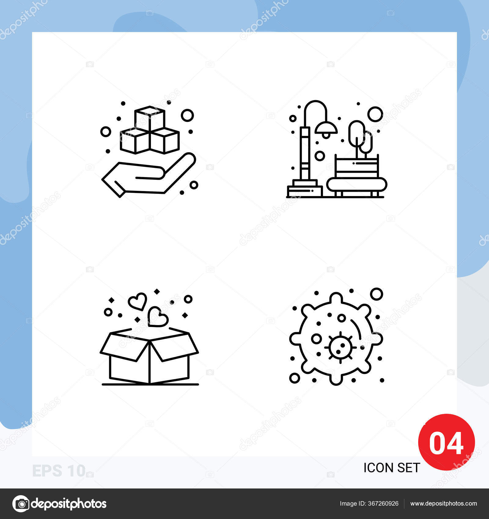 Universal Line Signs Symbols Box Gift Product Night Heart Editable ...