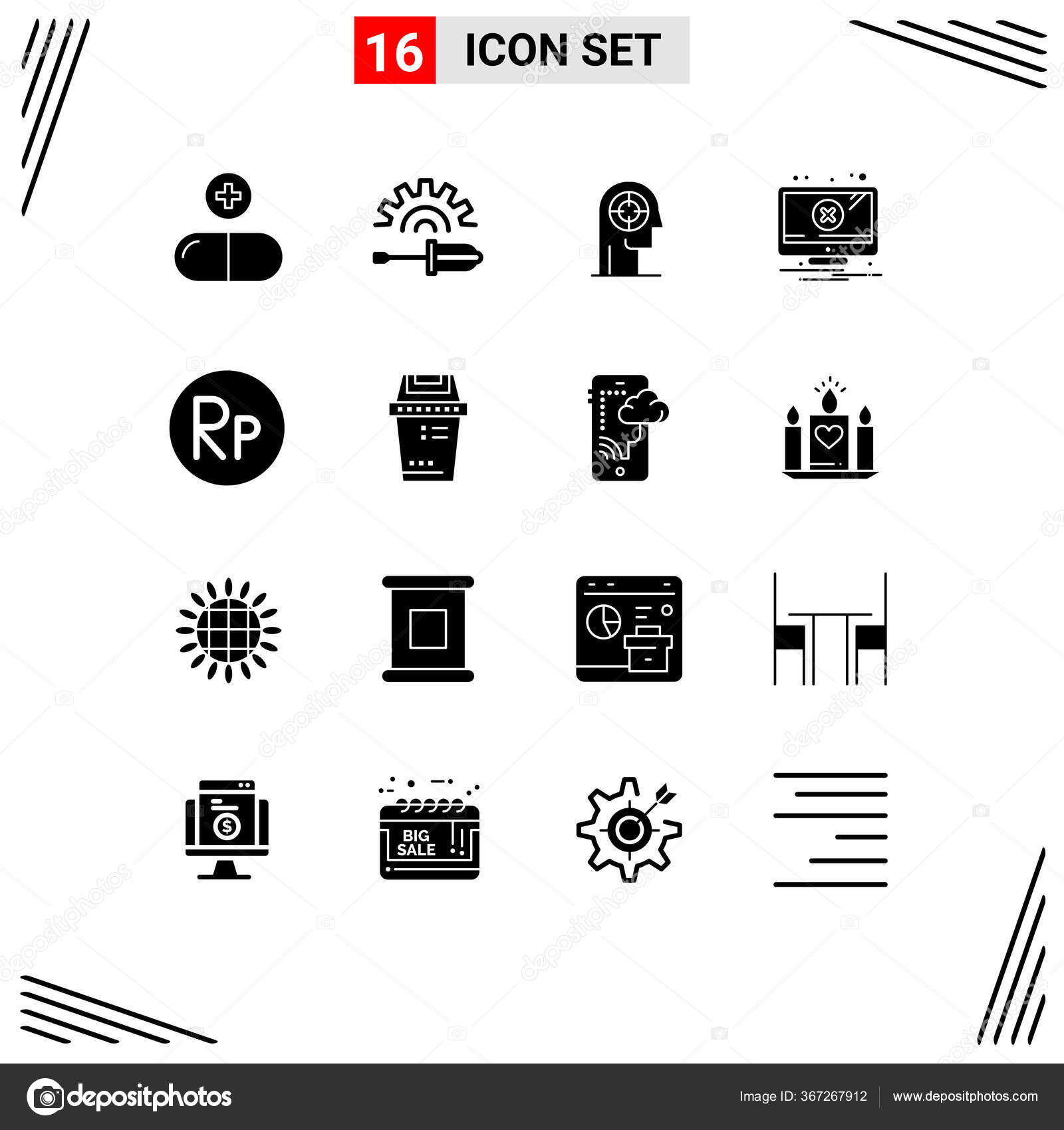 Thematic Vector Solid Glyphs Editable Symbols Idr Notification Arrow Error Stock Vector by ...