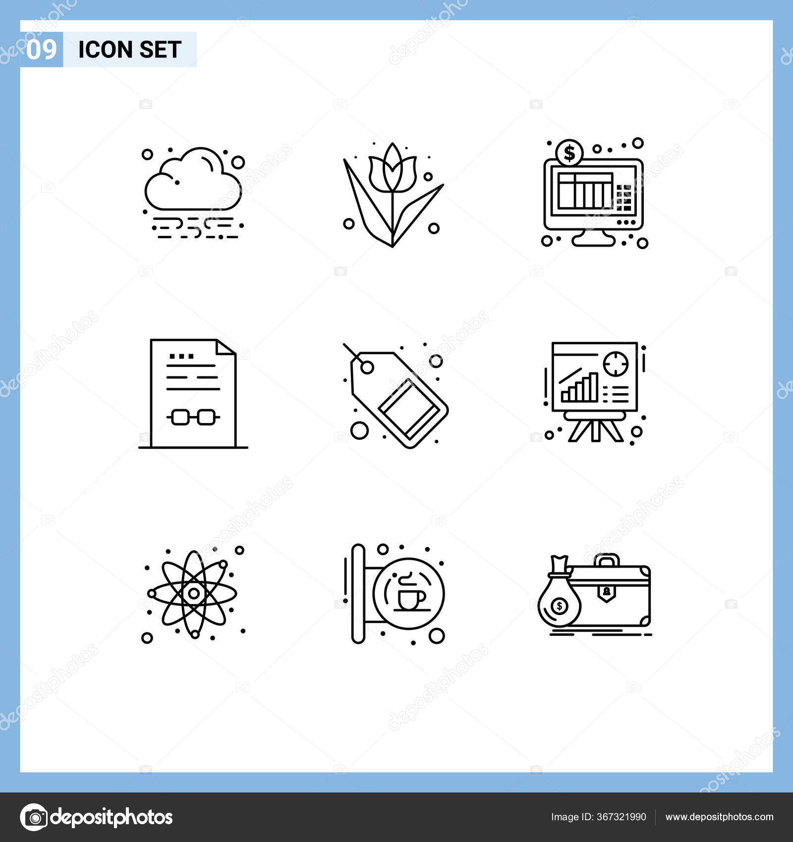 Thematic Vector Outlines Editable Symbols Market Document Internet ...