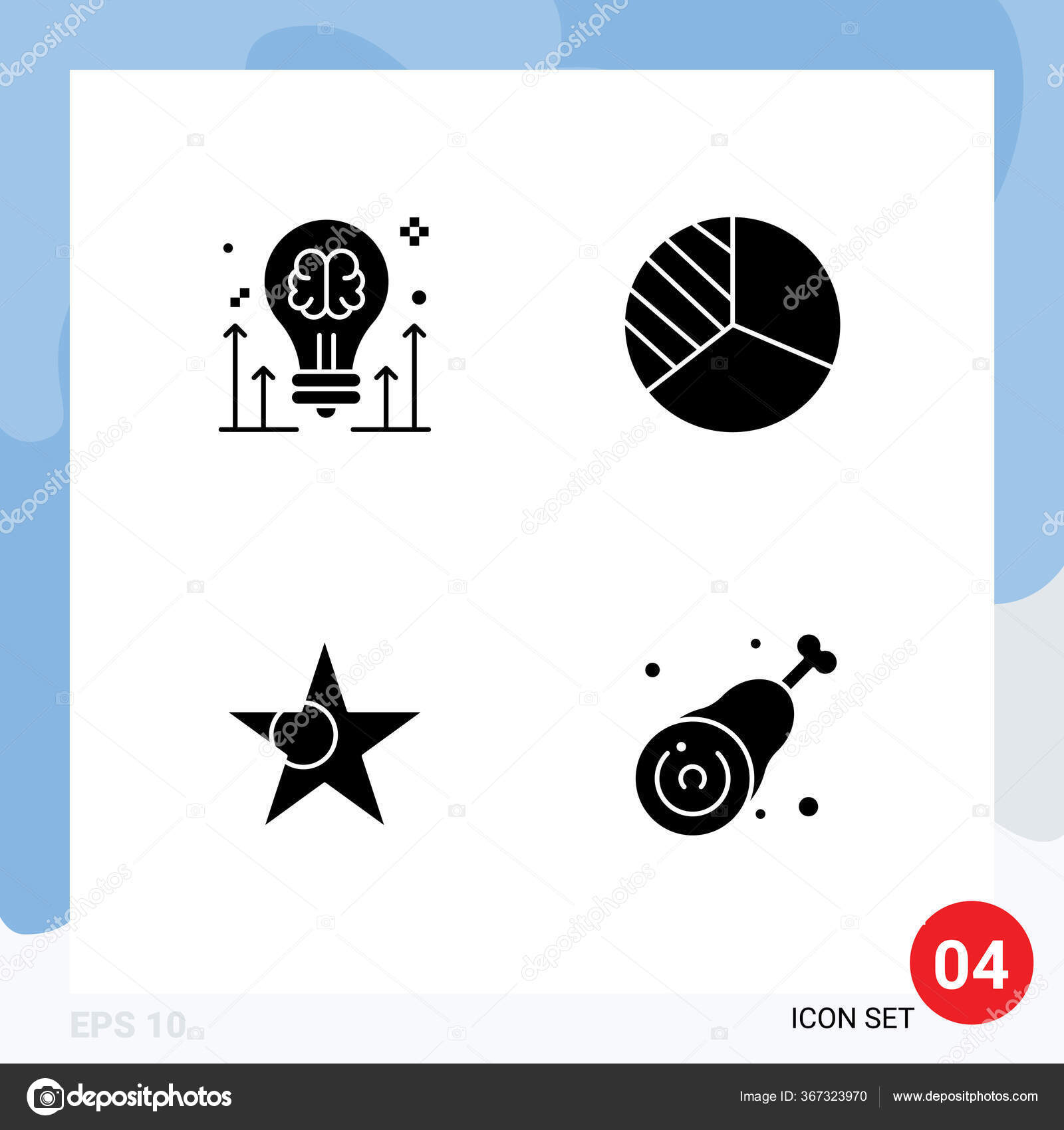 Group Modern Solid Glyphs Set Brain Flag Idea Graph Drumstick Stock ...