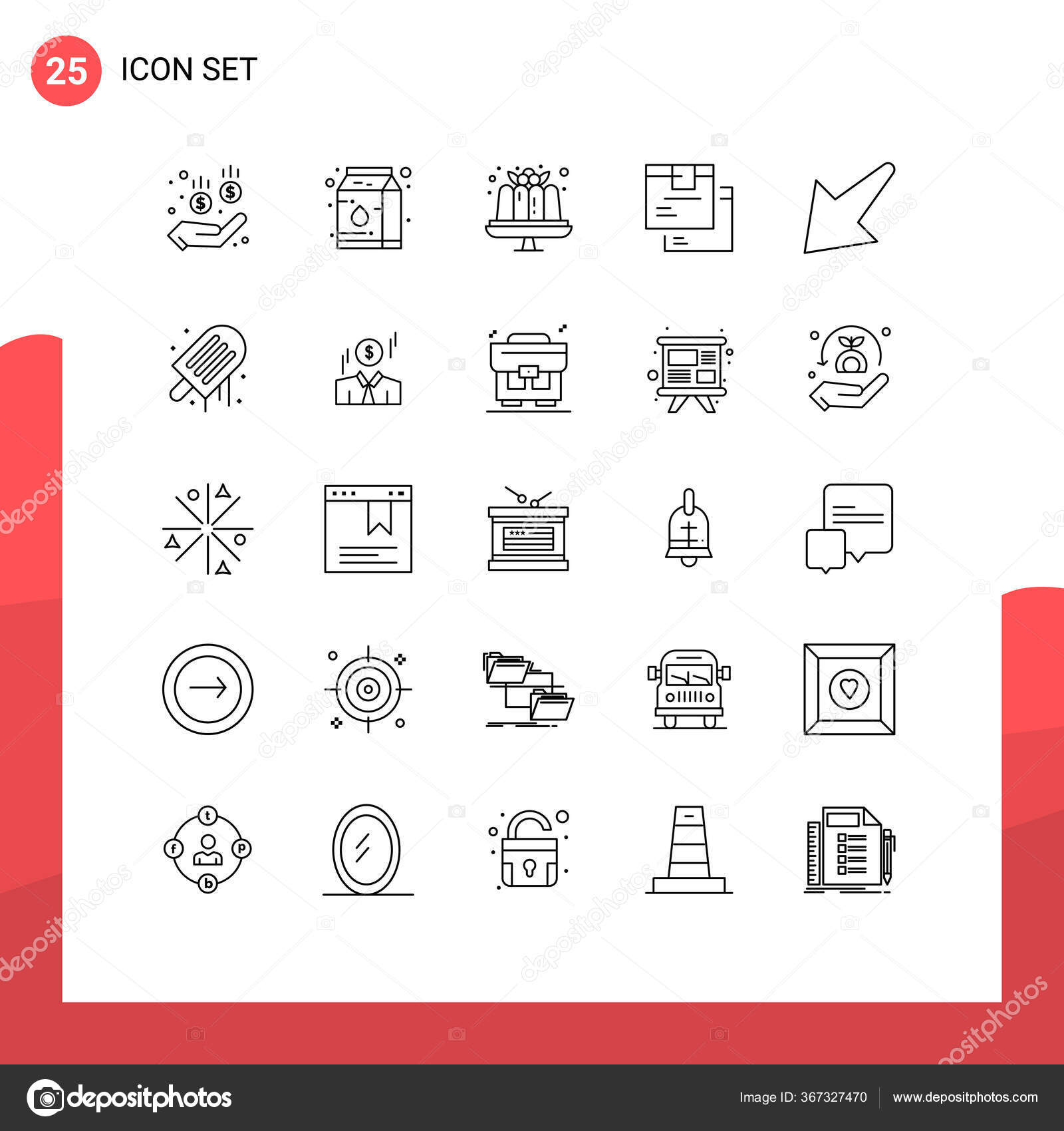 Group Lines Signs Symbols Left Arrow Food Product Goods Editable Stock