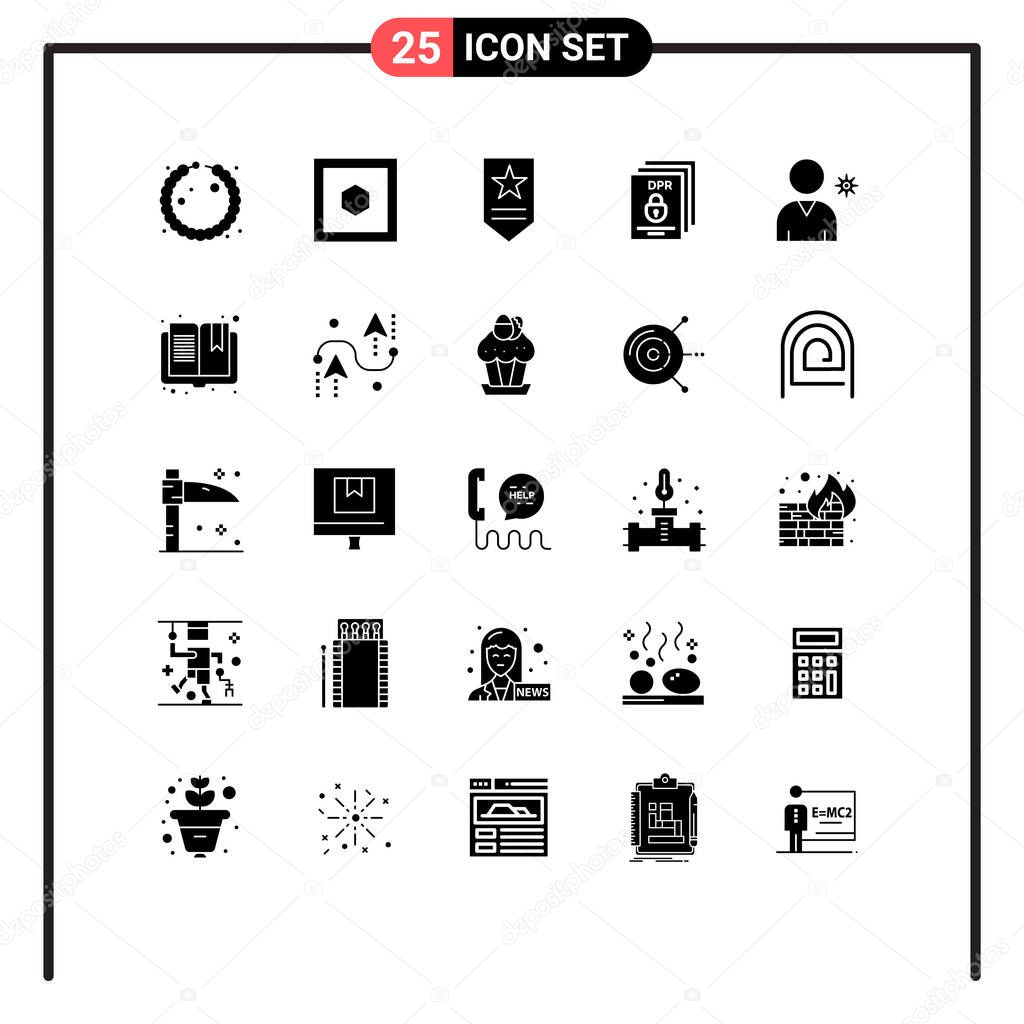 Grupo de 25 signos y símbolos sólidos para libros, perfiles, rangos ...