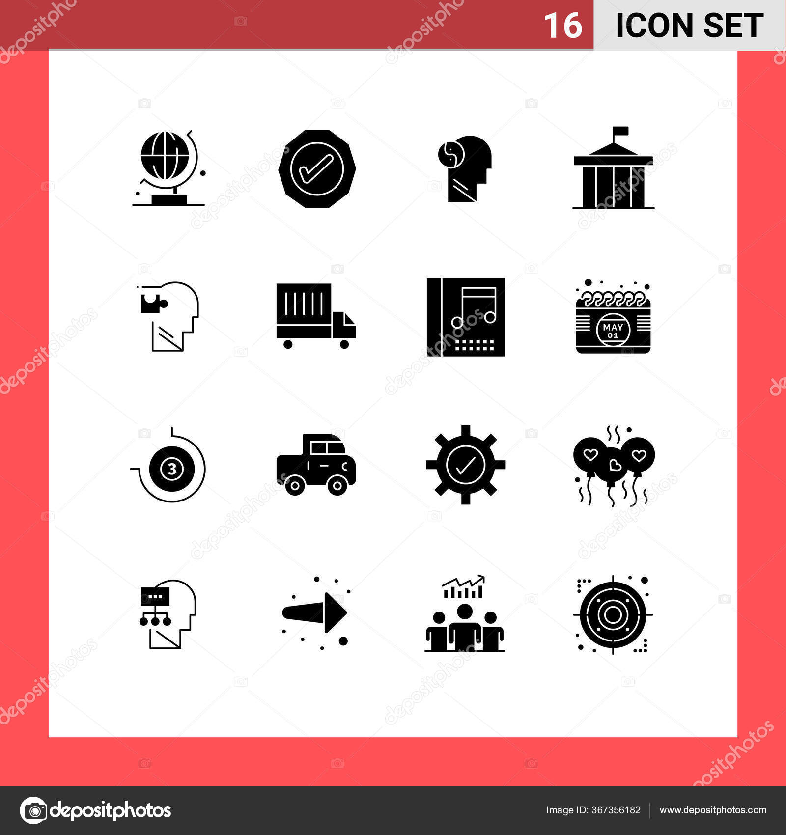 Thematic Vector Solid Glyphs Editable Symbols Logical Greece Brian ...