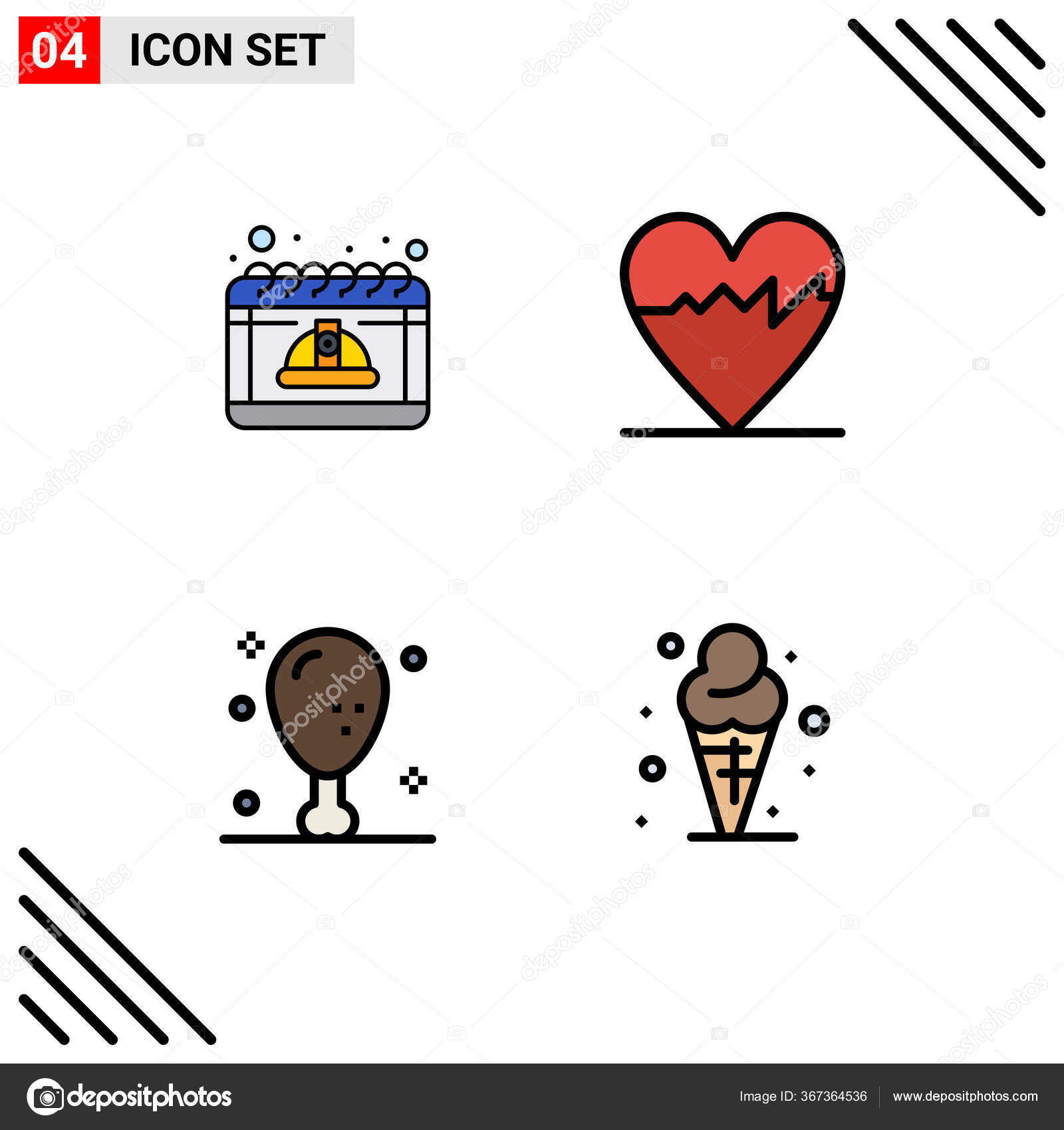 Set Modern Icons Symbols Signs Calendar Food May Heart Leg Stock Vector ...
