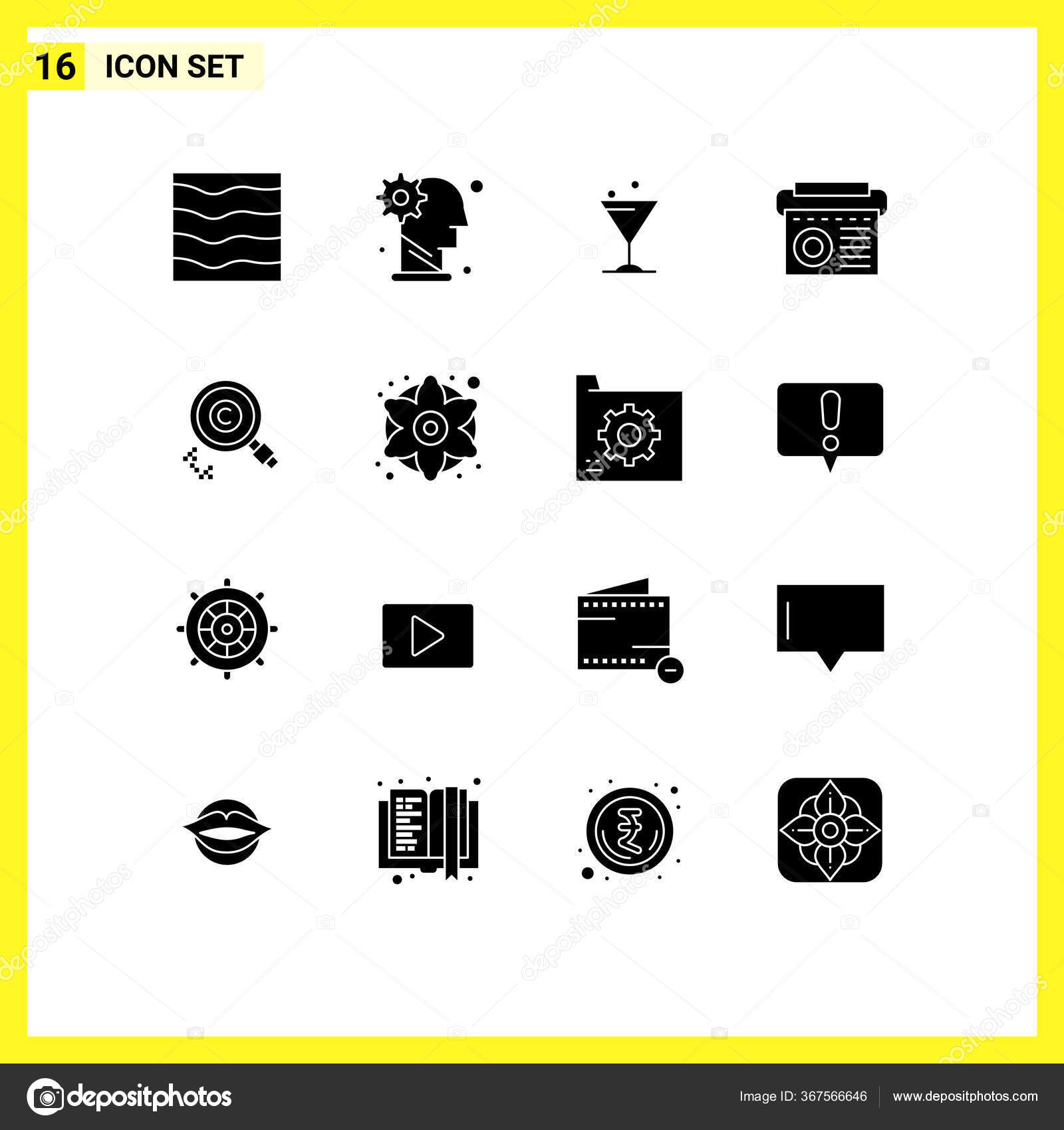 Group Solid Glyphs Signs Symbols Content Music Mechanism Equipment ...