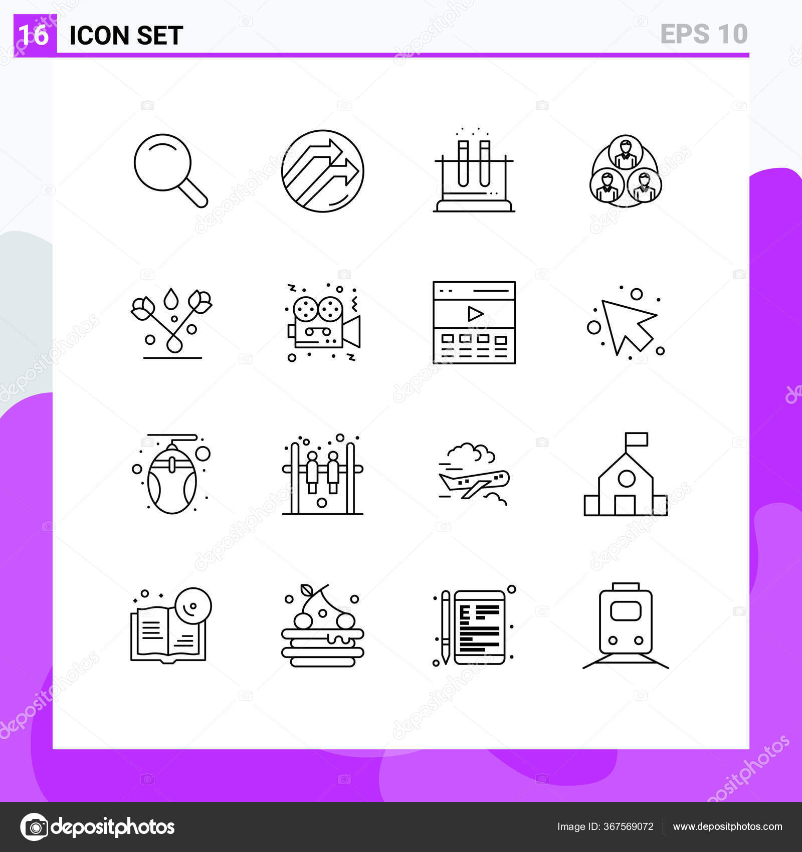 Mobile Interface Outline Set Pictograms Plant Decoration Test Circle ...