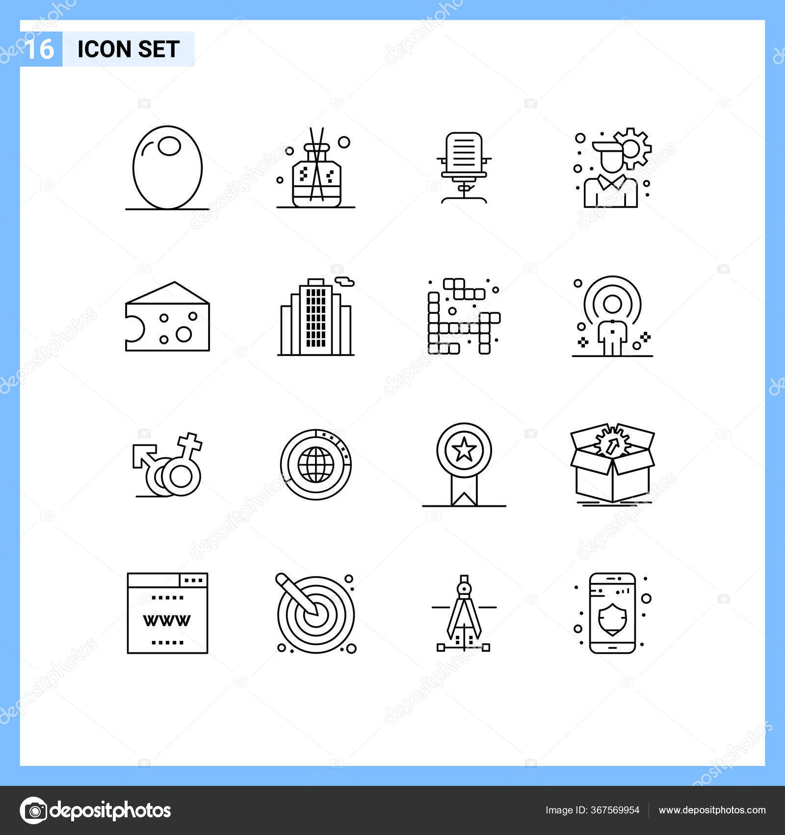 Modern Set Outlines Symbols Breakfast Configuration Armchair Account ...