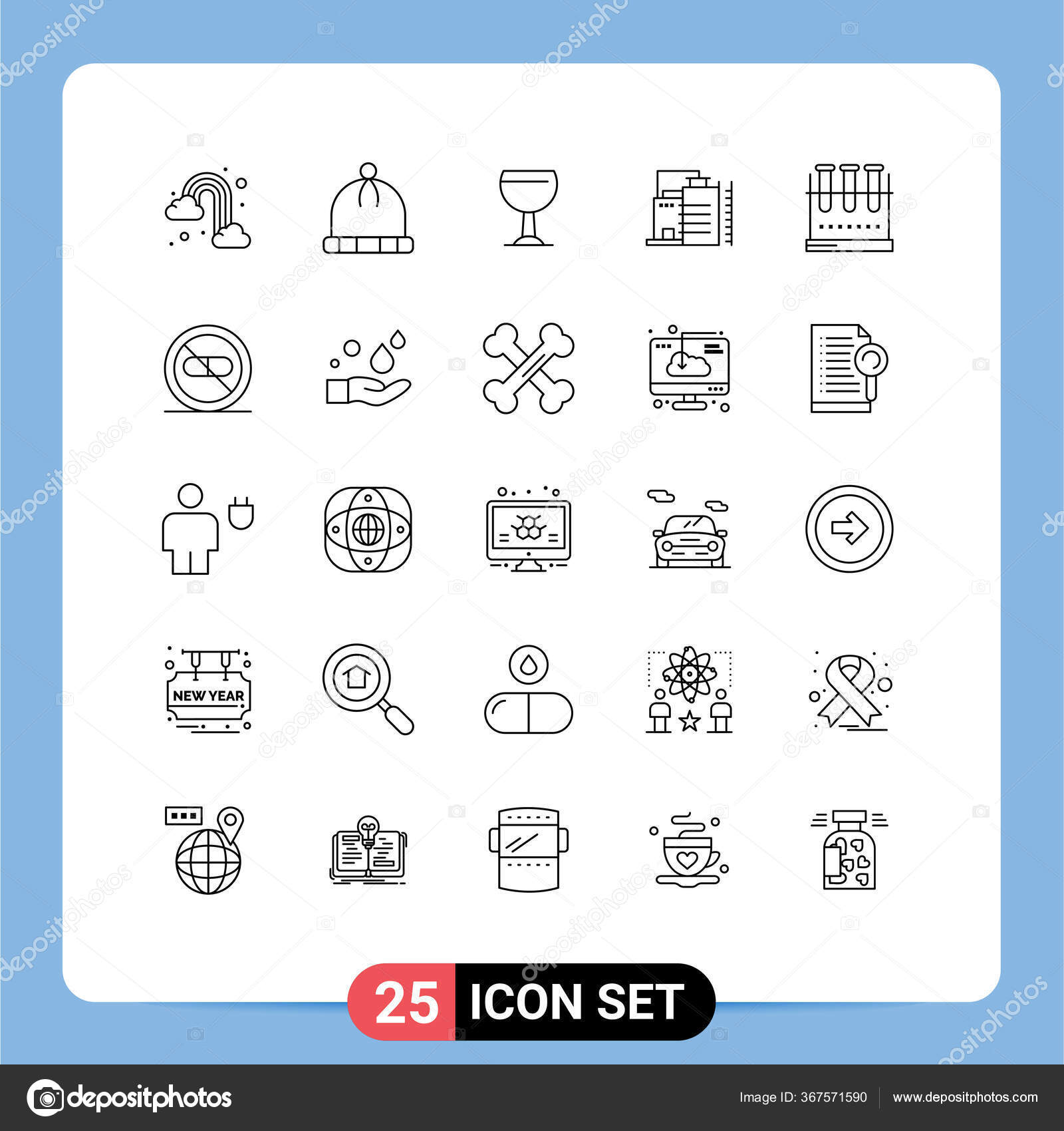 Thematic Vector Lines Editable Symbols Lab Glassware Erlenmeyer Flask ...