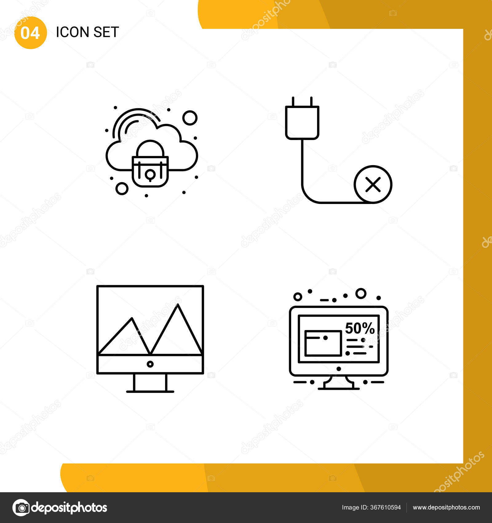 Mobile Interface Line Set Pictograms Security Analytics Secure Devices ...
