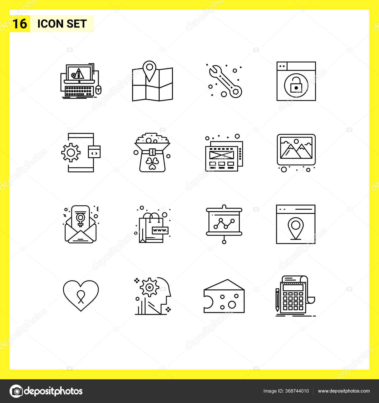 Mobile Interface Outline Set Pictograms Develop App Customer Unlock ...