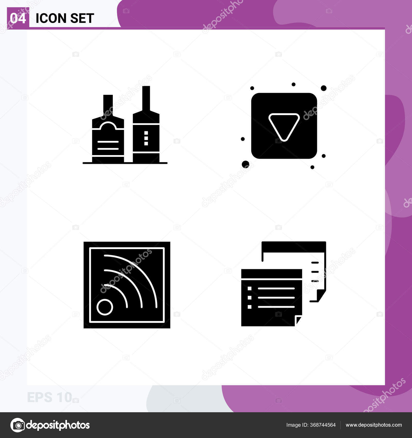 Set Vector Solid Glyphs Grid Alcohol Signal Bottles Note Editable Stock ...