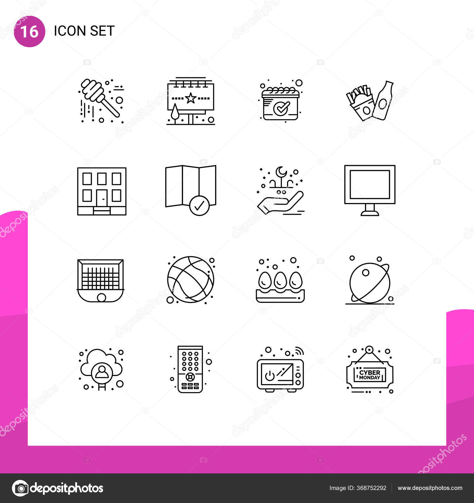 Outline Pack Universal Symbols Construction Home Calendar Building ...