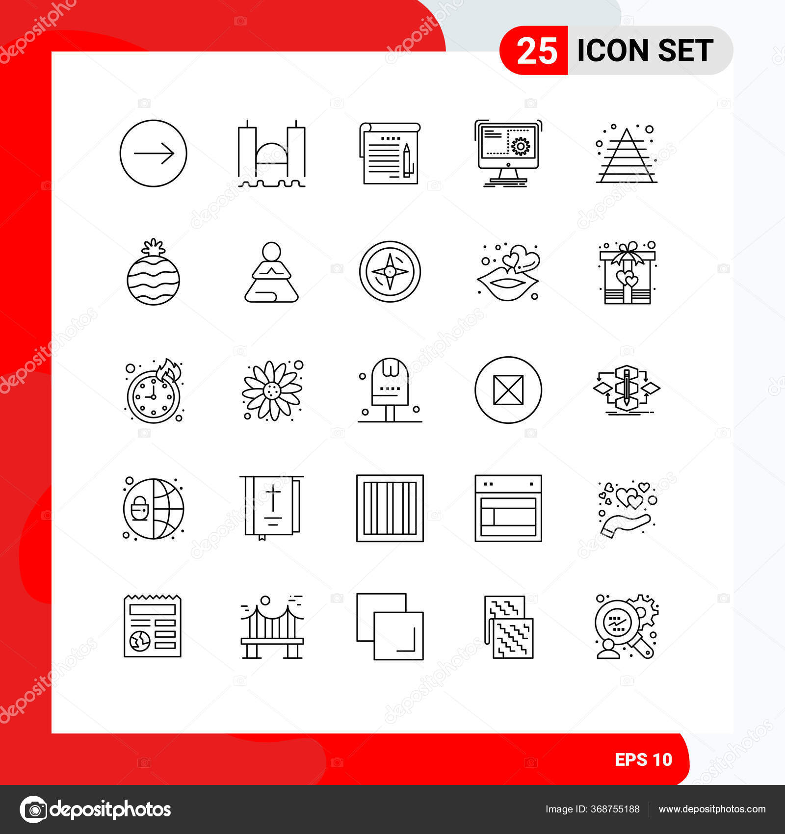 Pack Modern Lines Signs Symbols Web Print Media Business Process Stock ...