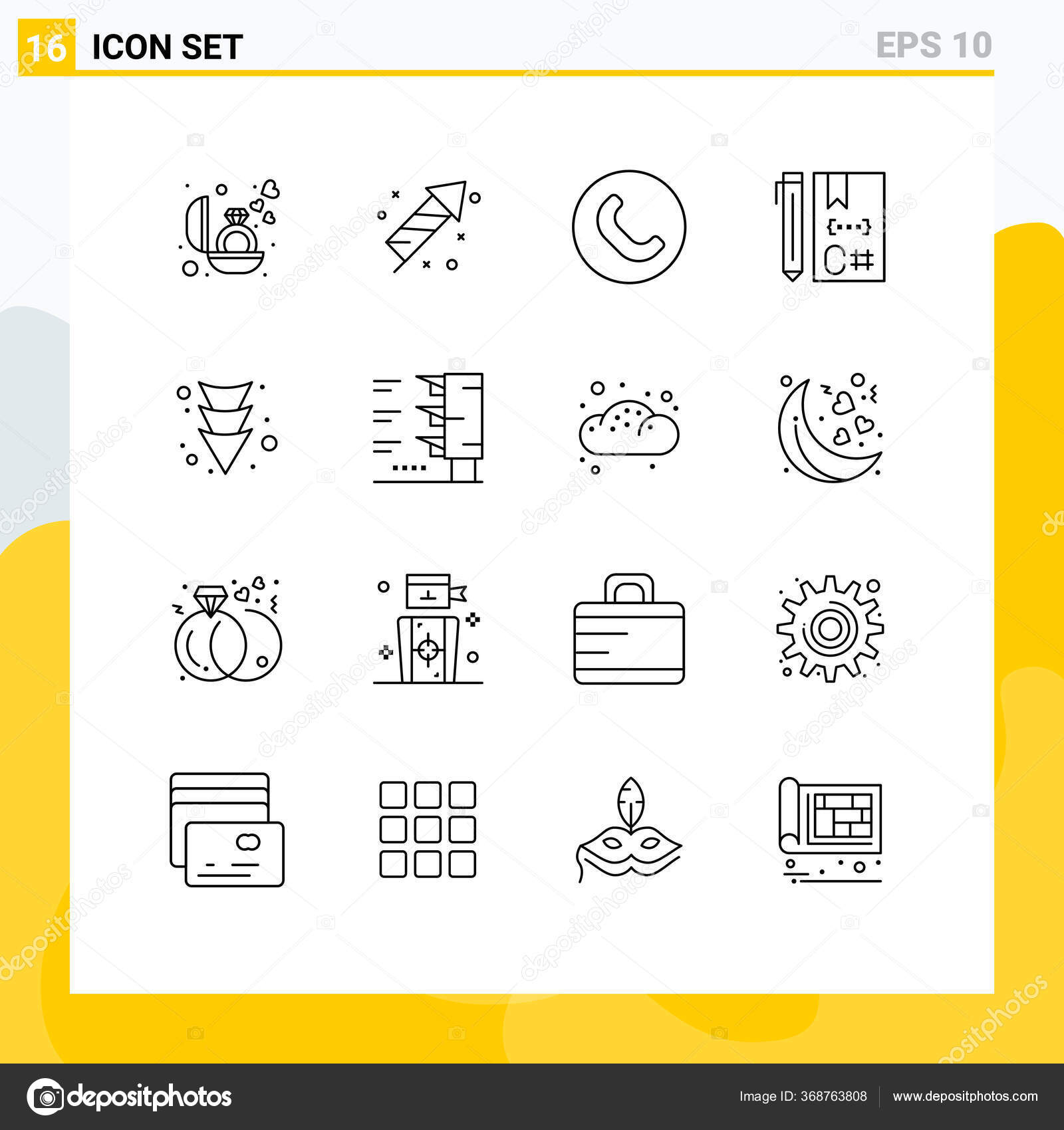 Pictogram Set Simple Outlines Development Call Develop Code Editable ...