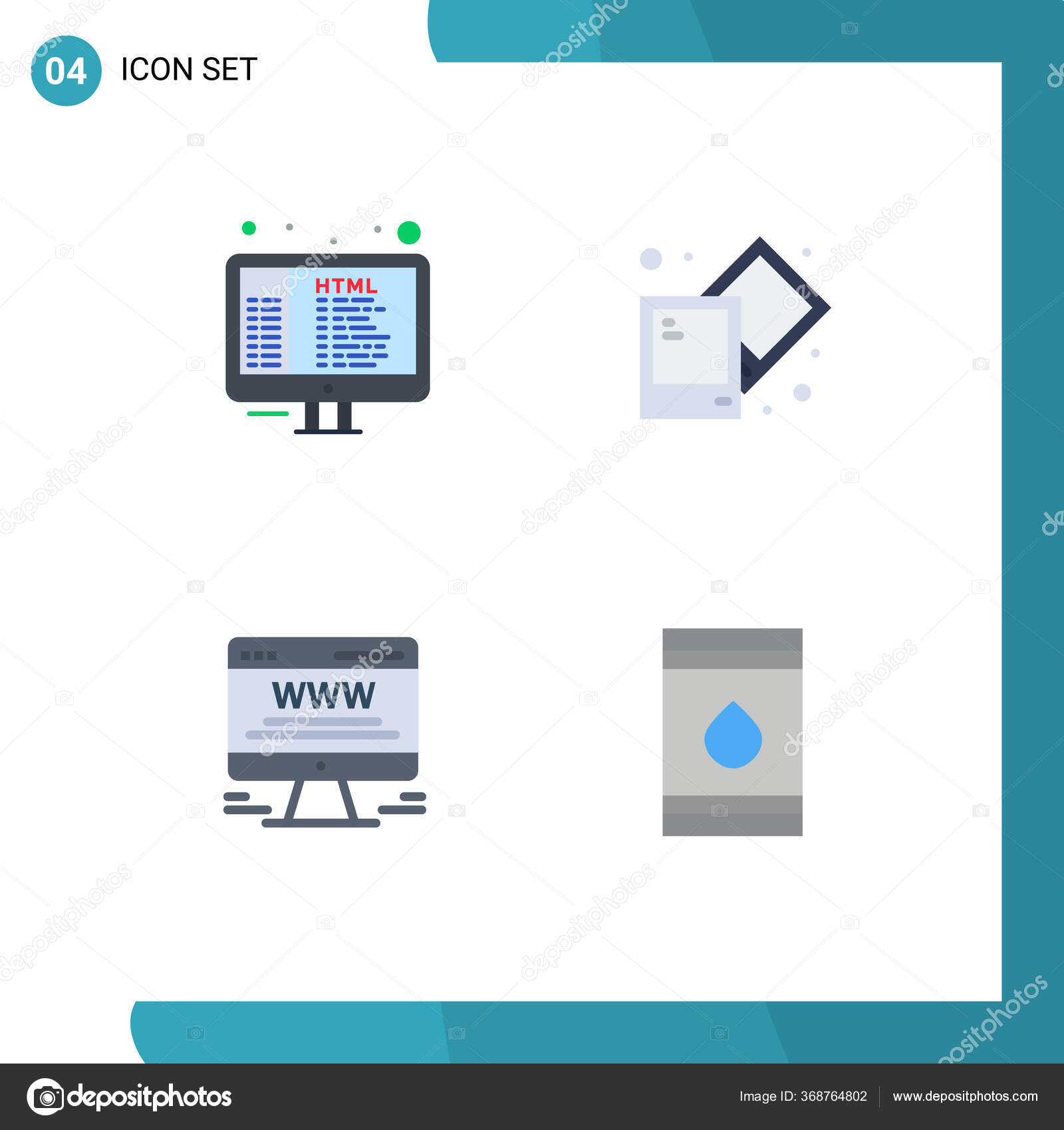 Mobile Interface Flat Icon Set Pictograms Code Board Programming Photo Stock Vector By ©flatart