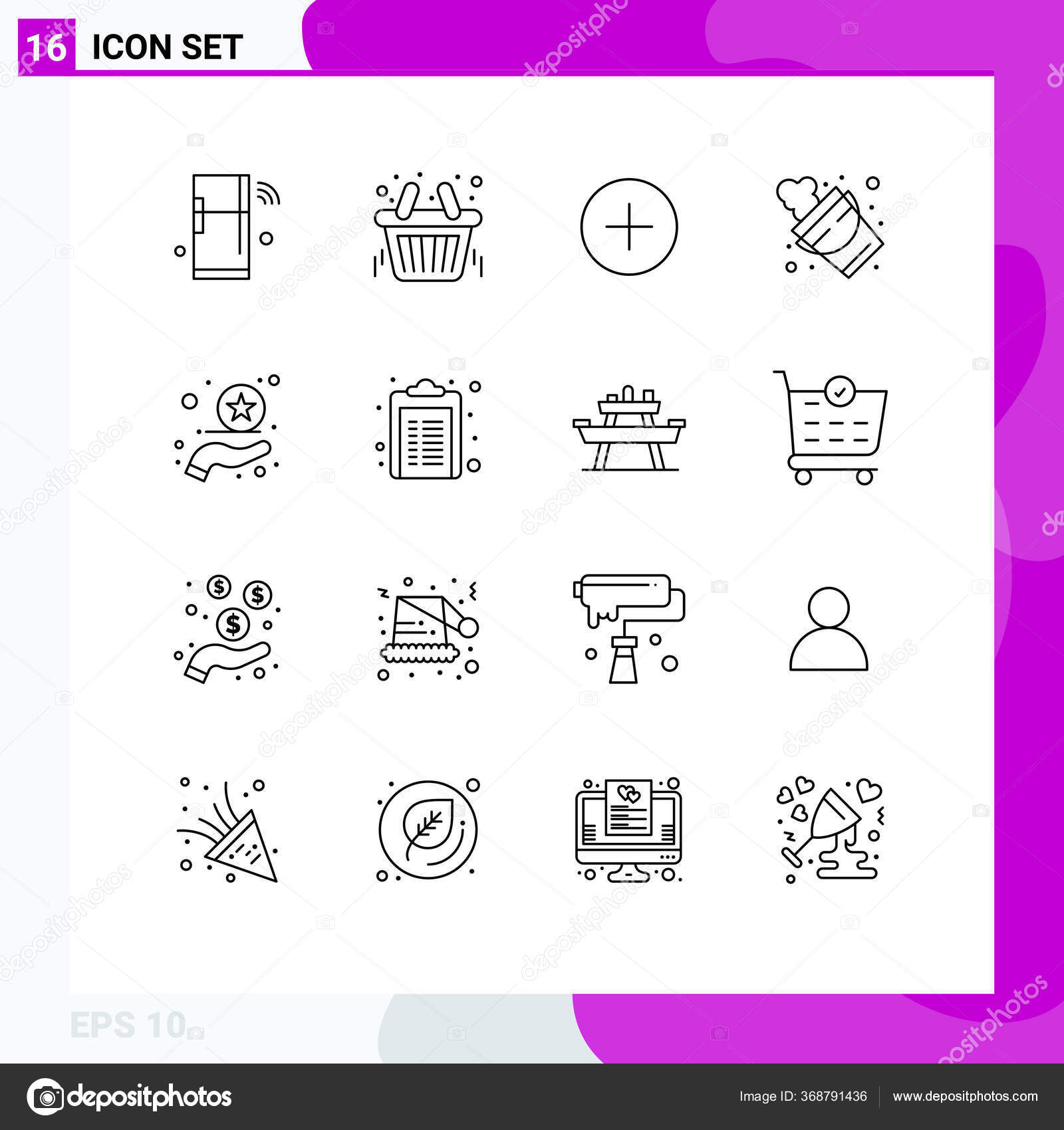 Set Vector Outlines Grid Rate Tool Store Firefighter Bucket Editable ...