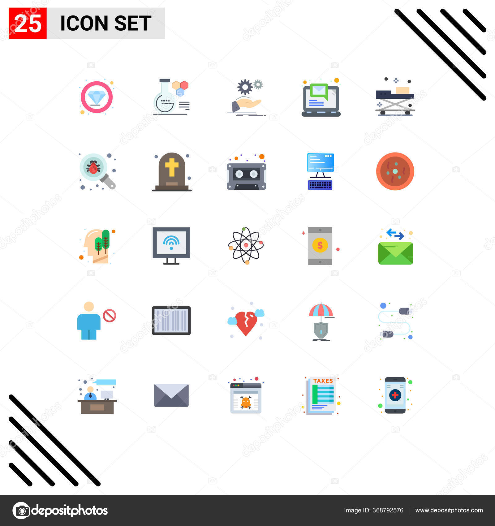Set Modern Icons Symbols Signs Ambulance Laptop Solution Email Services ...