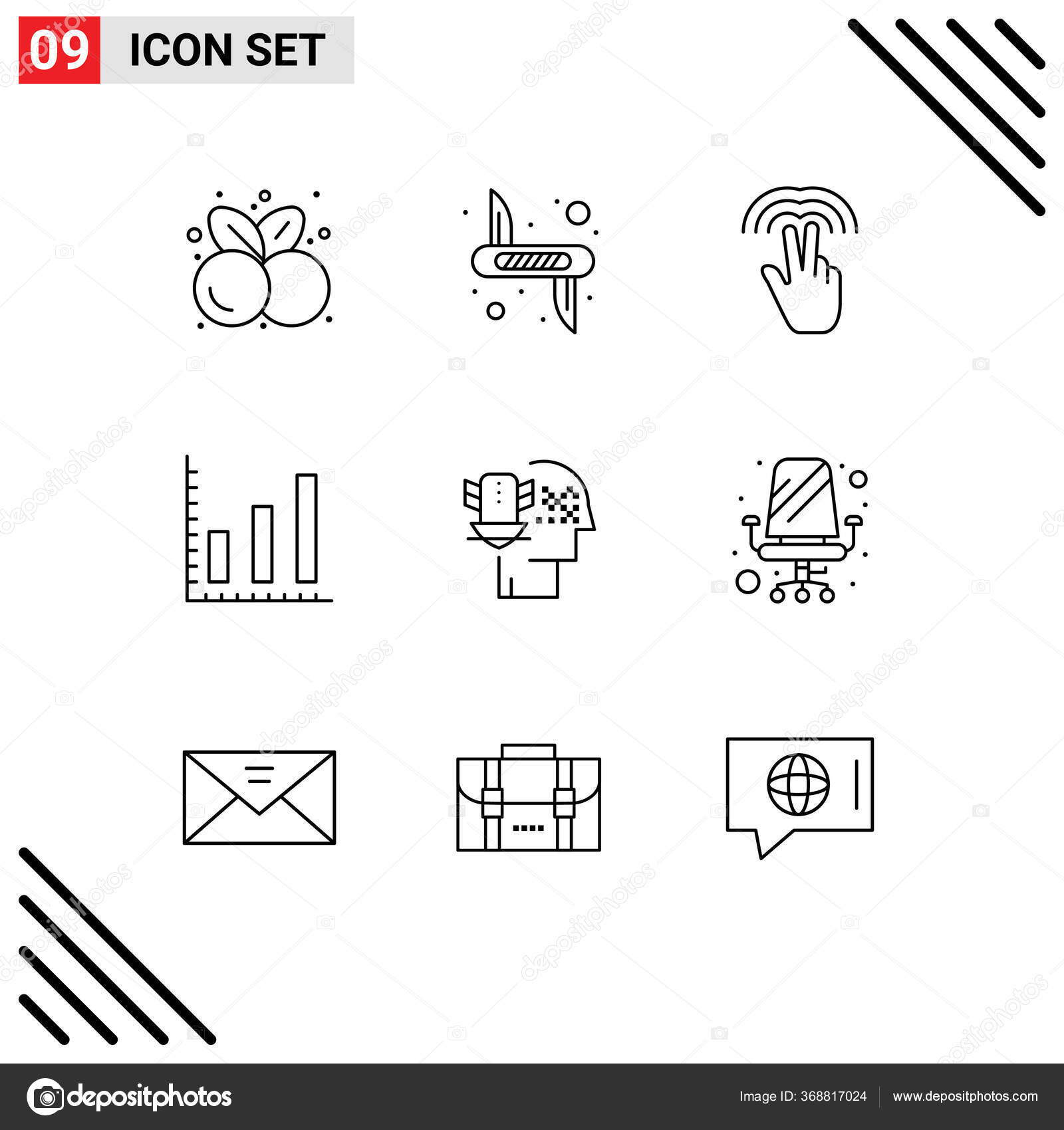 Modern Set Outlines Pictograph Personal Data Protection Statistics Army ...