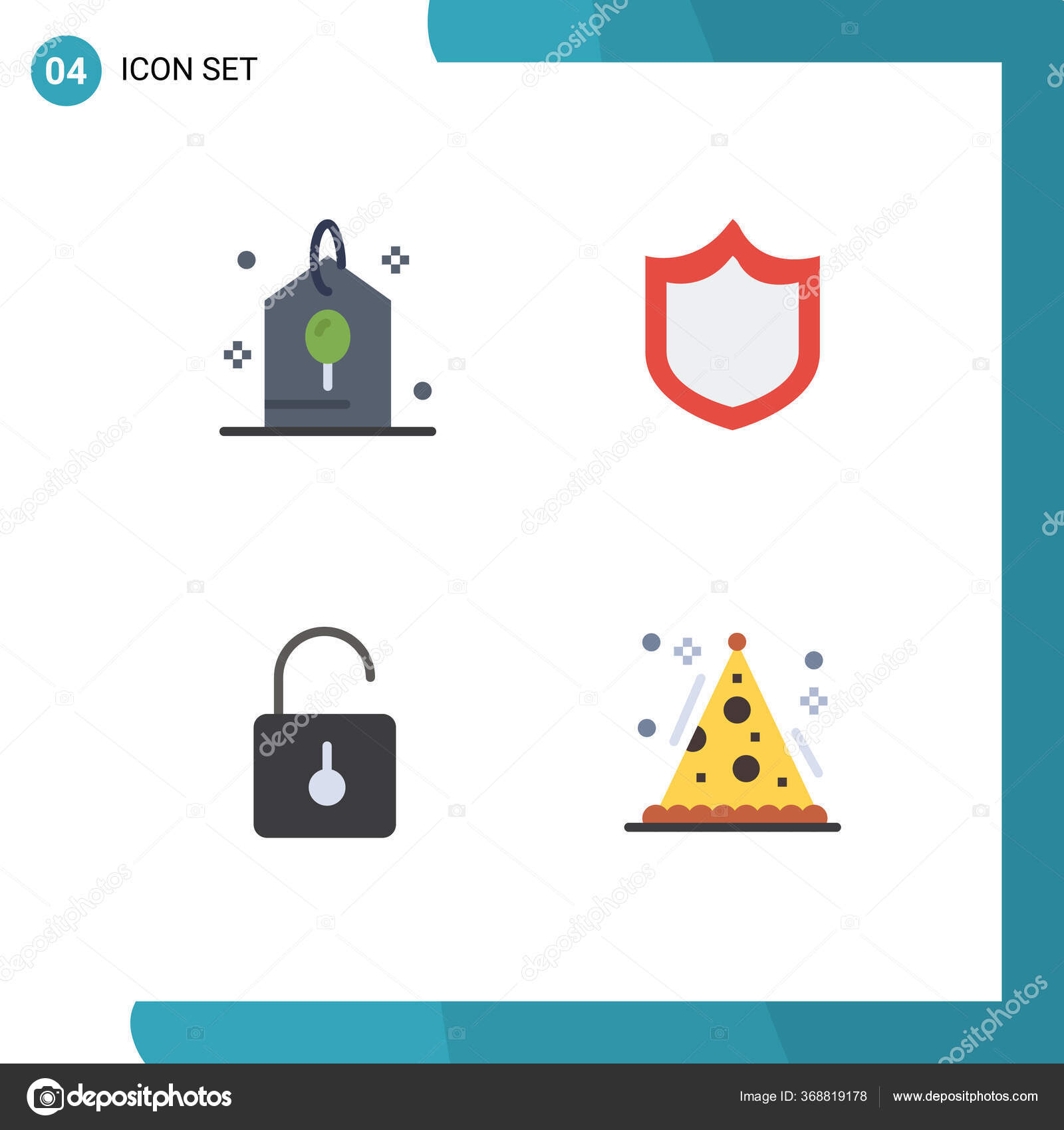 Universal Flat Icon Signs Symbols Birthday Safety Party Shield Unlock ...