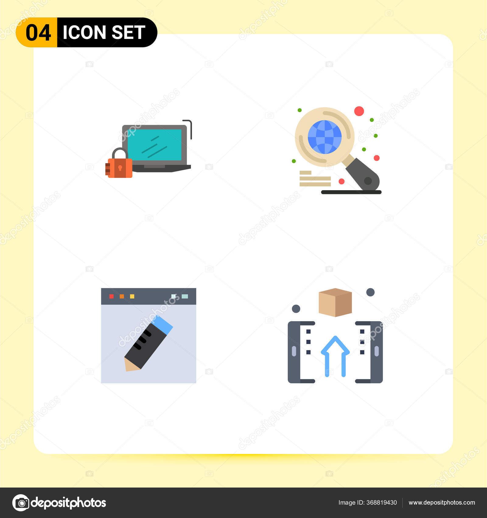 Universal Flat Icon Signs Symbols Computer Design Lock Internet ...