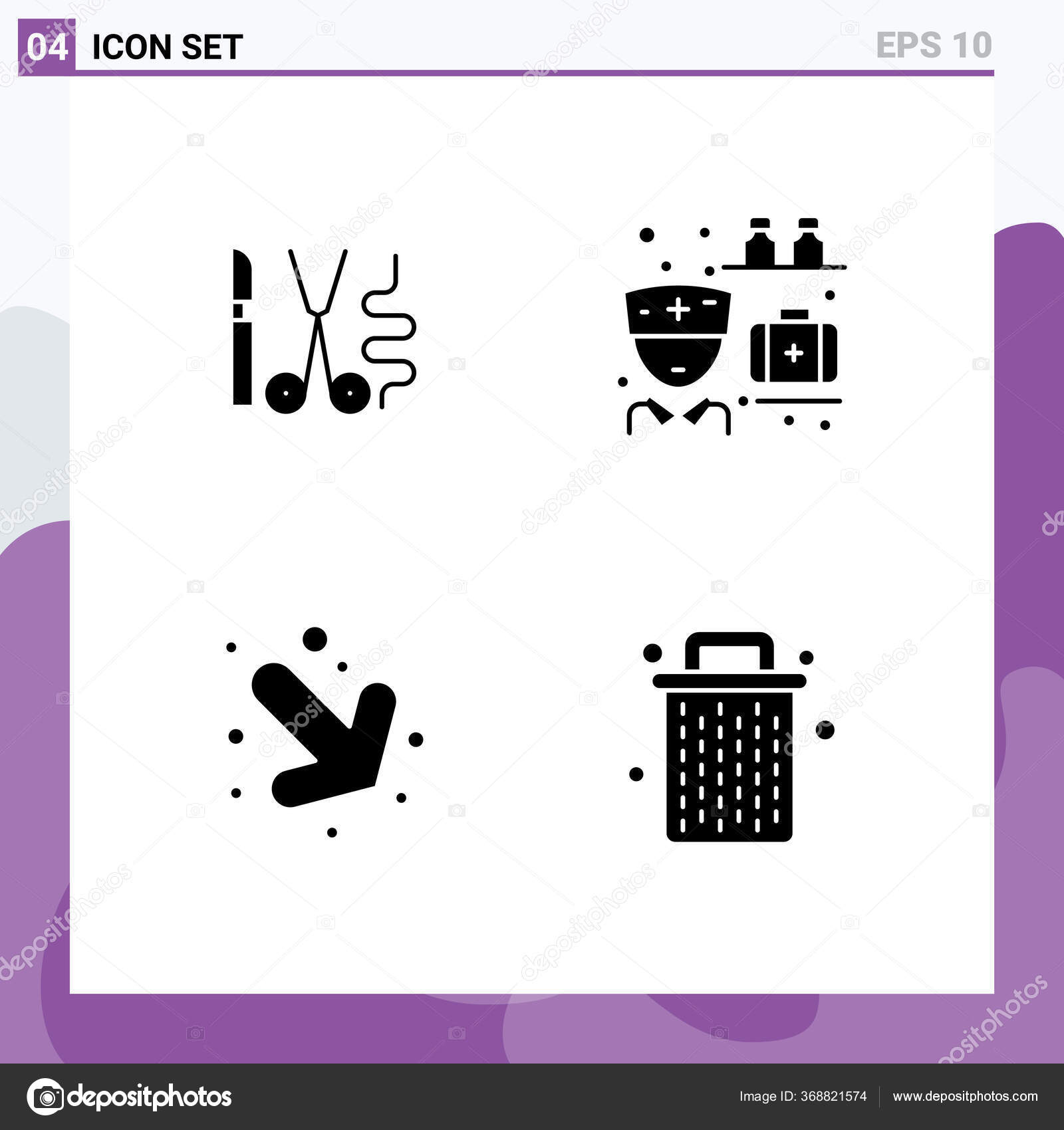 Universal Solid Glyph Signs Symbols Instruments Medical Pharmacist ...