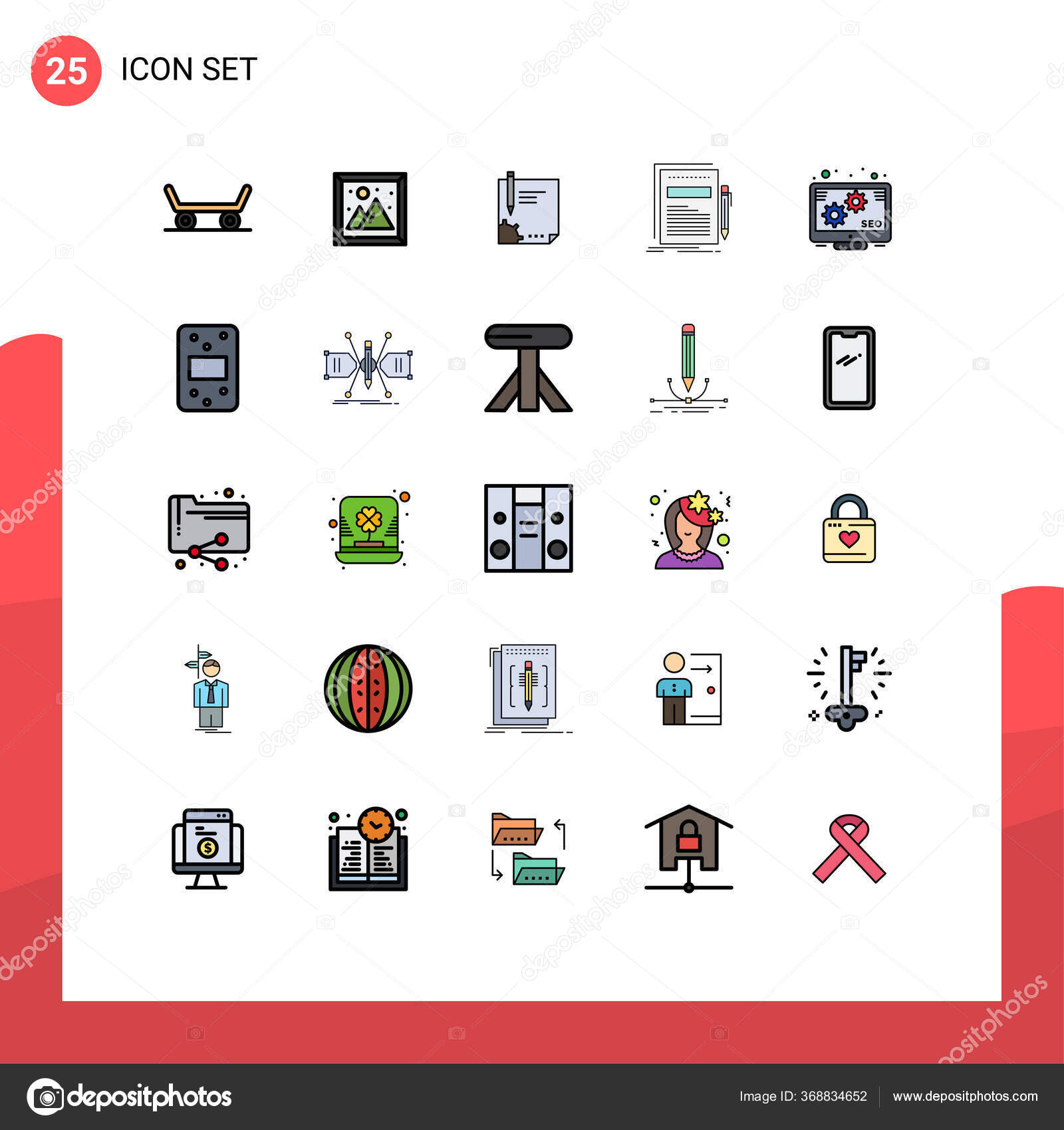 Filled Line Flat Color Pack Universal Symbols Presentation File File ...