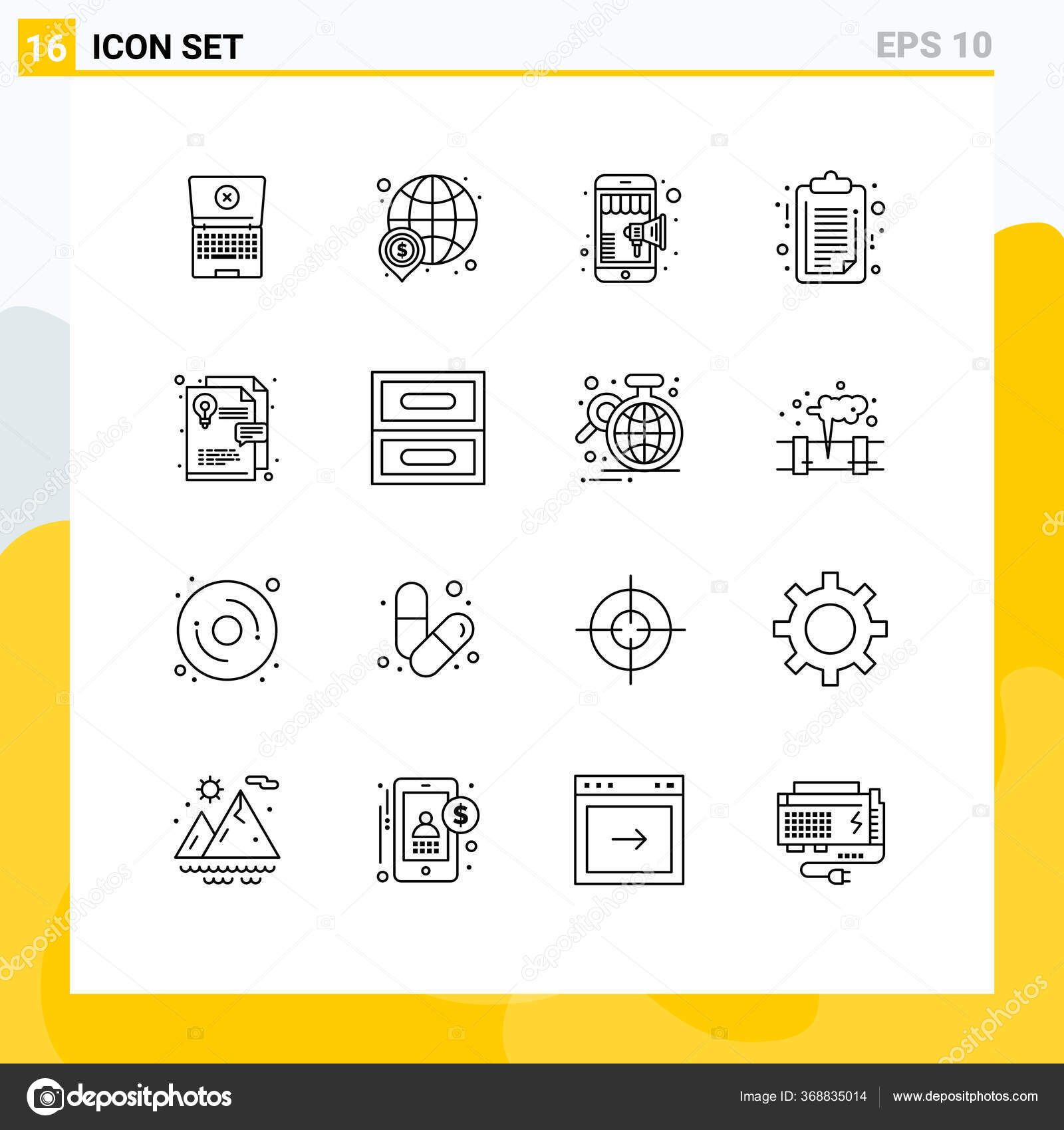 Universal Icon Symbols Group Modern Outlines Layout Clip Board Online Stock Vector by ©Flatart ...