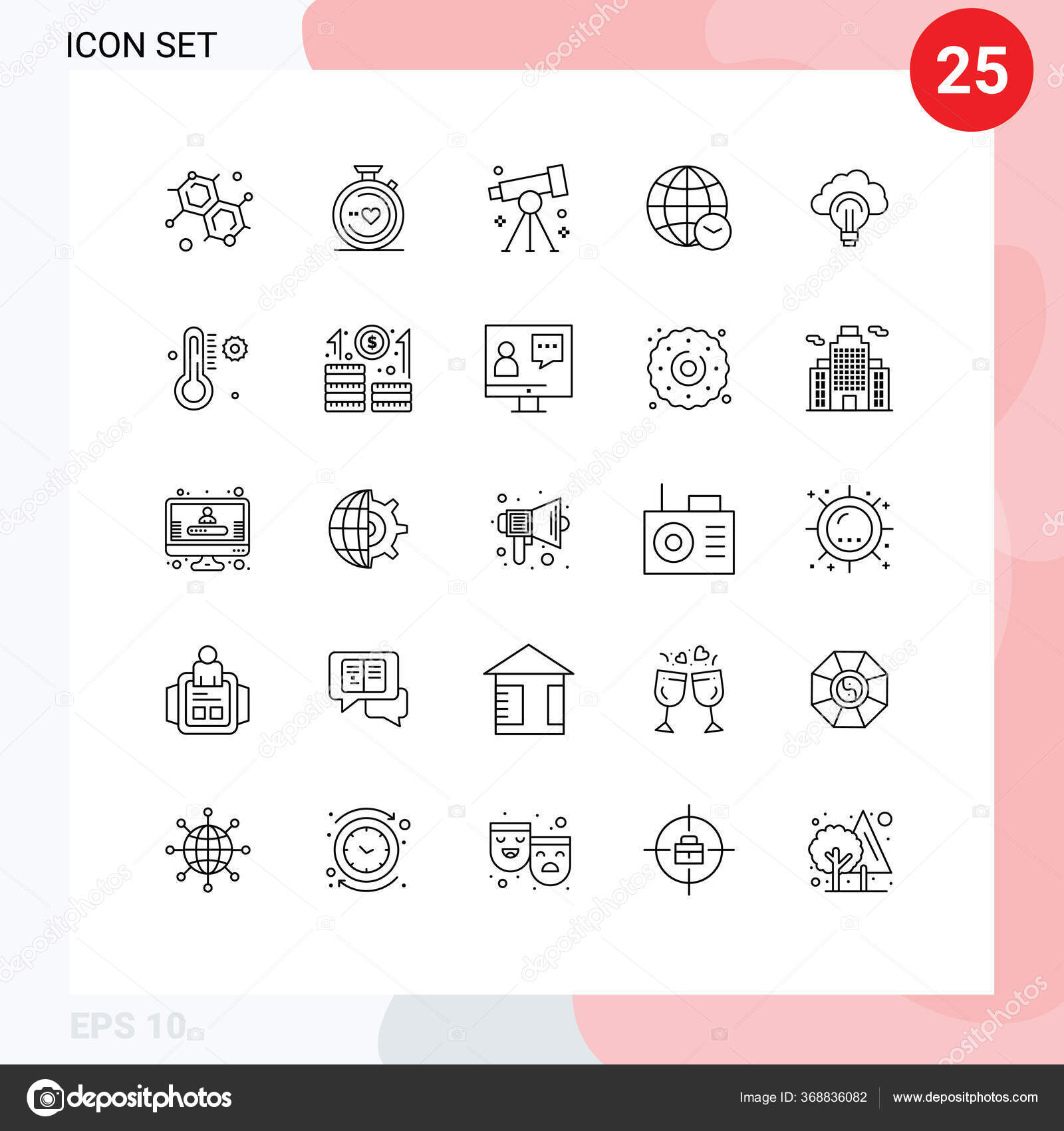 Group Modern Lines Set Light Time Laboratory Web Globe Editable Stock ...