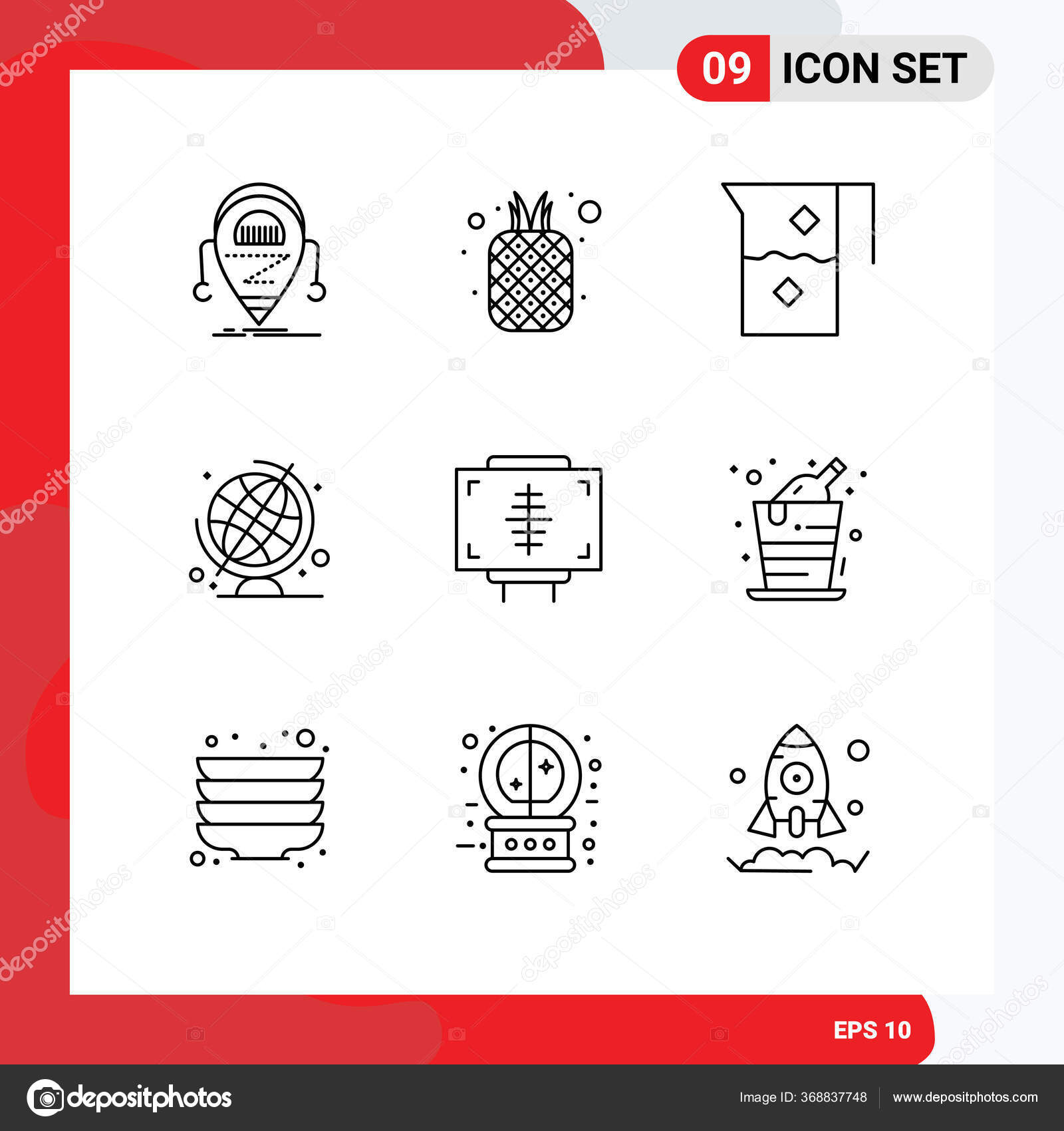 Universal Outlines Set Web Mobile Applications Globe Education Natural Jug Stock Vector By