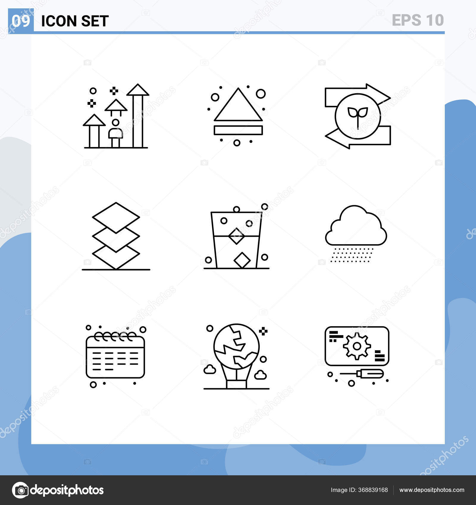 Mobile Interface Outline Set Pictograms Celebrate Stack Layers Green ...