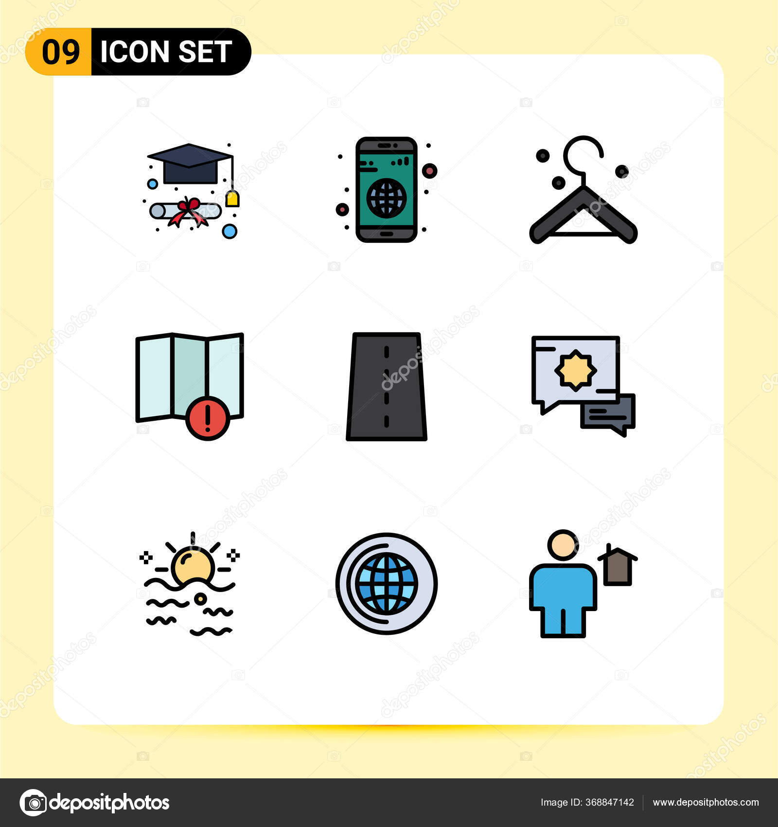 Set Modern Icons Symbols Signs Islamic Path Hanger Lines Driveway Stock ...