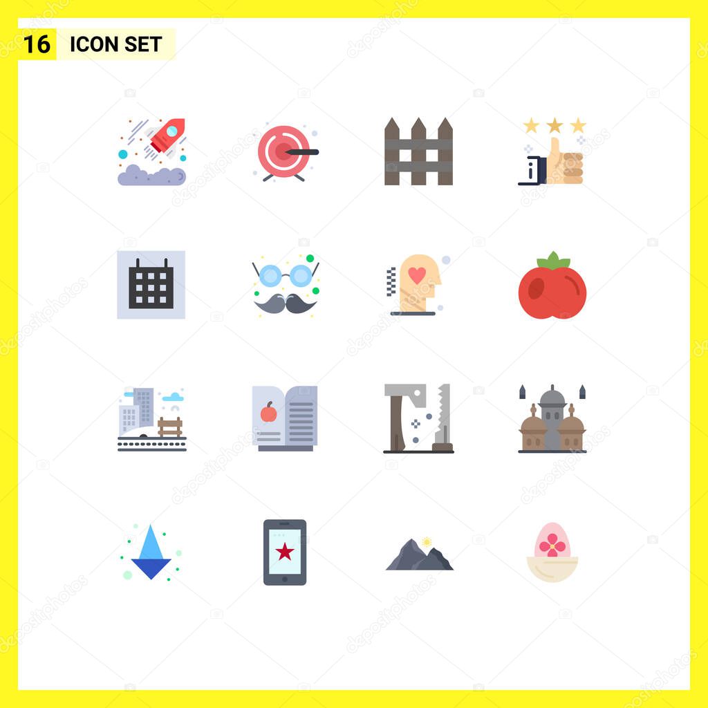 Pack de 16 símbolos y signos de colores planos modernos para los medios ...