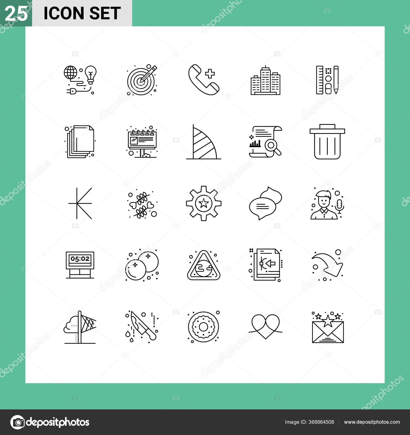 Mobile Interface Line Set Pictograms Estate Architecture Vectors ...