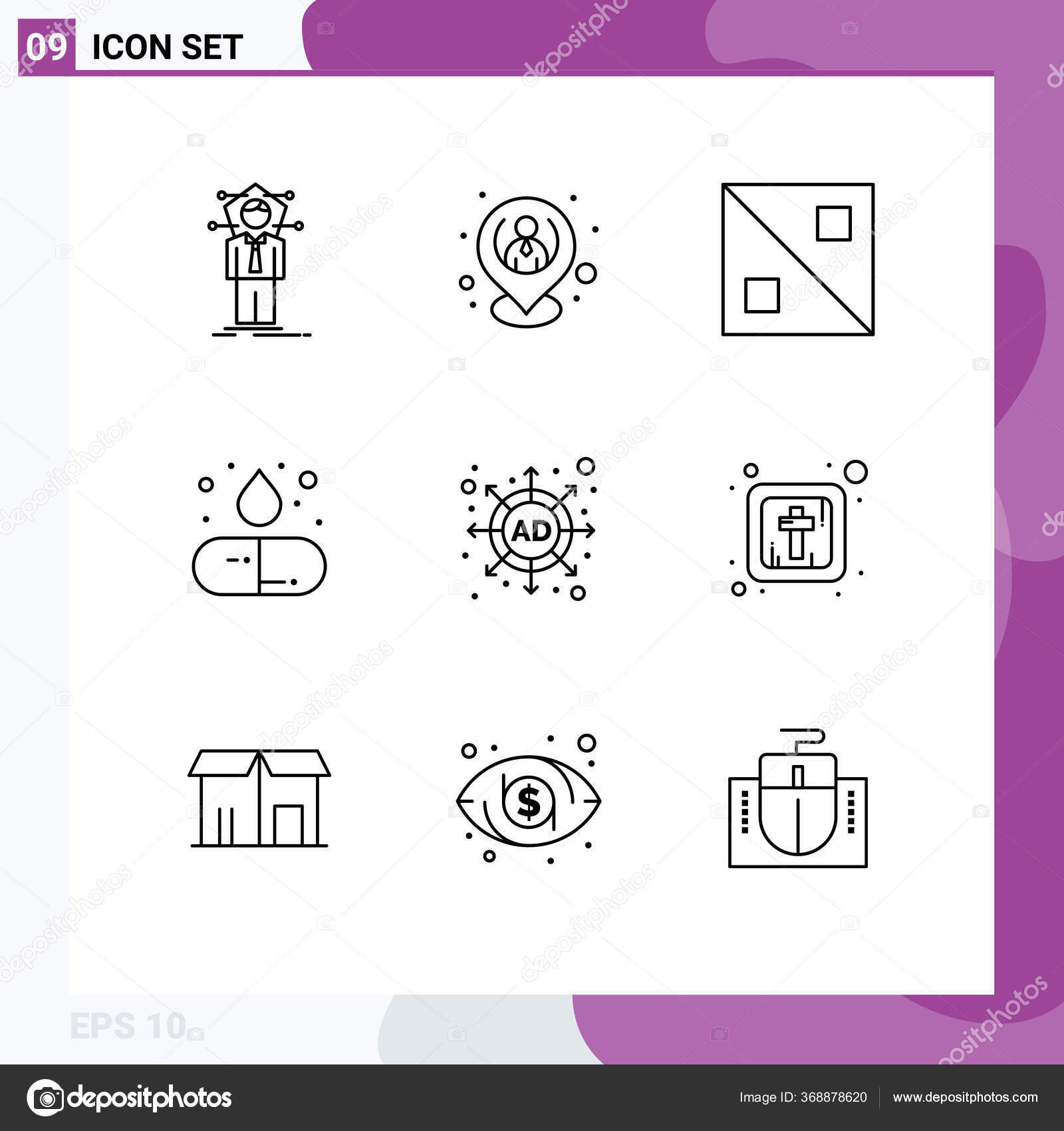 Thematic Vector Outlines Editable Symbols Pill Location Drug Line ...