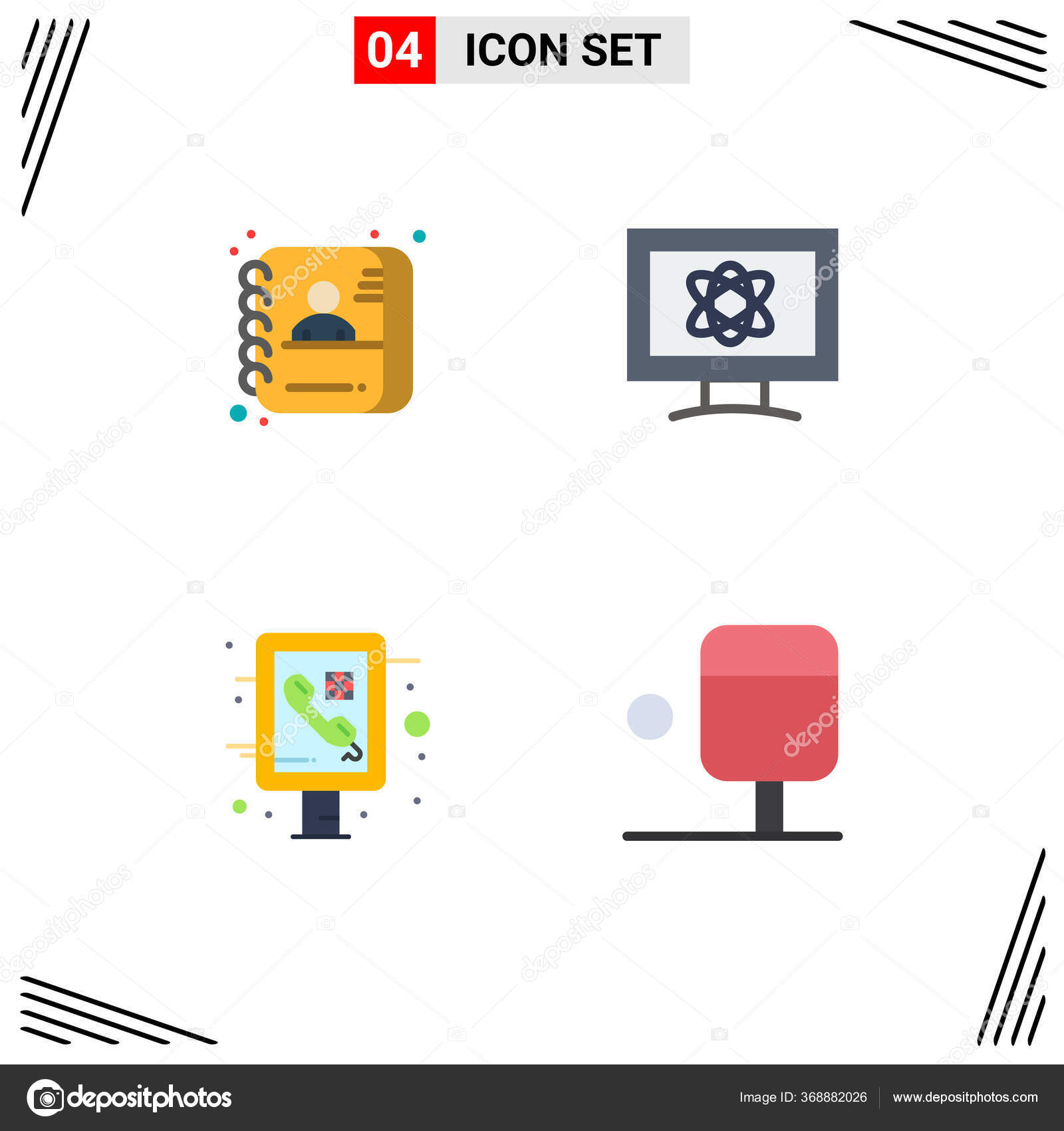 Mobile Interface Flat Icon Set Pictograms Applicant Information Science ...