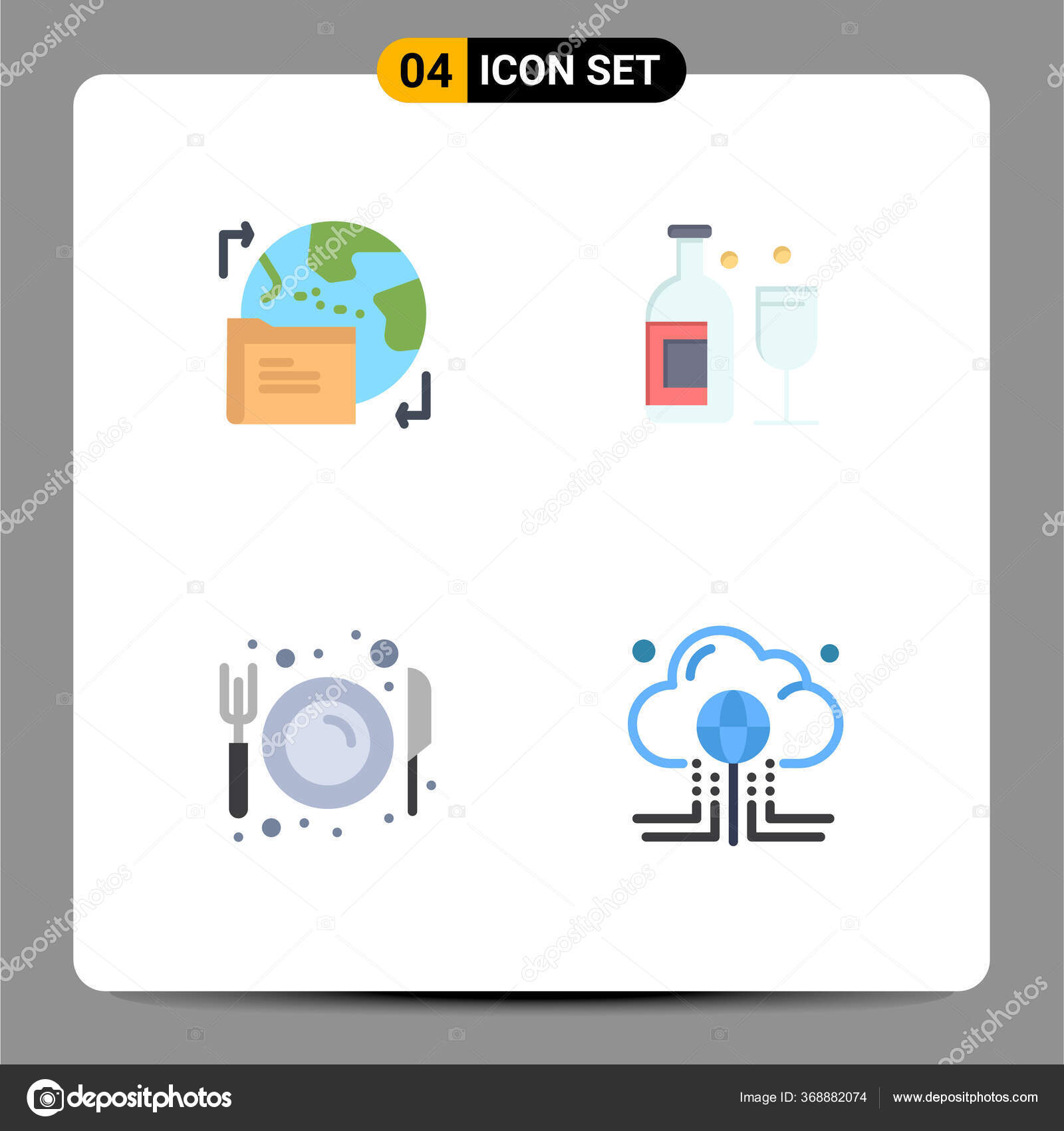 Thematic Vector Flat Icons Editable Symbols Gdpr Eat Data Drink Stock ...