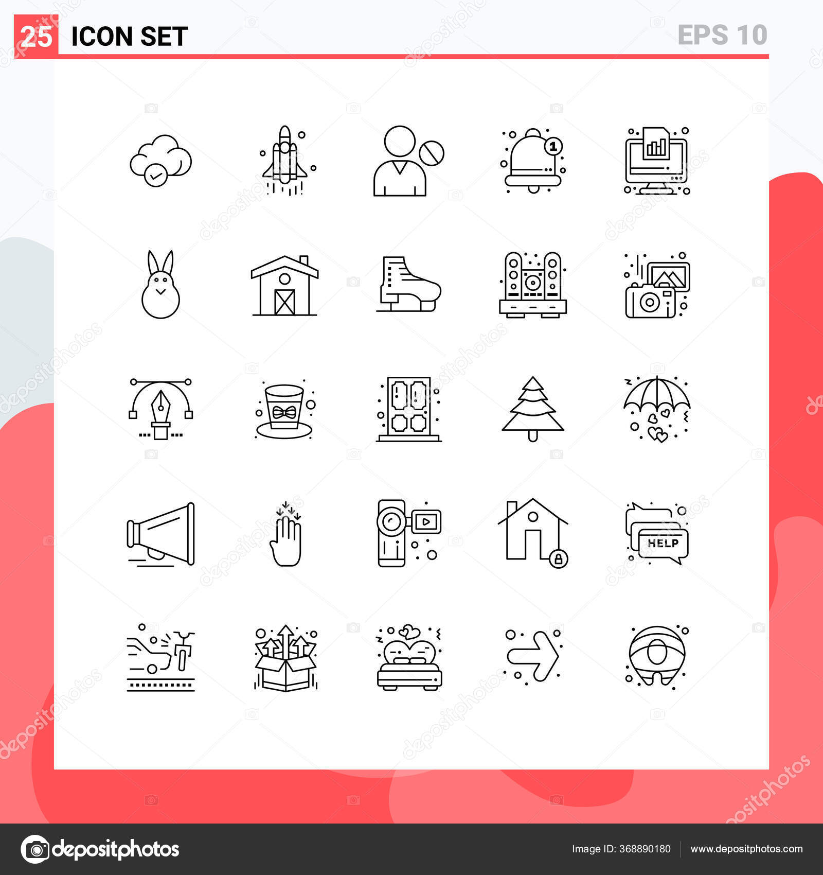 Modern Set Lines Symbols Business Notification Avatar Bell User Editable Stock Vector by ...