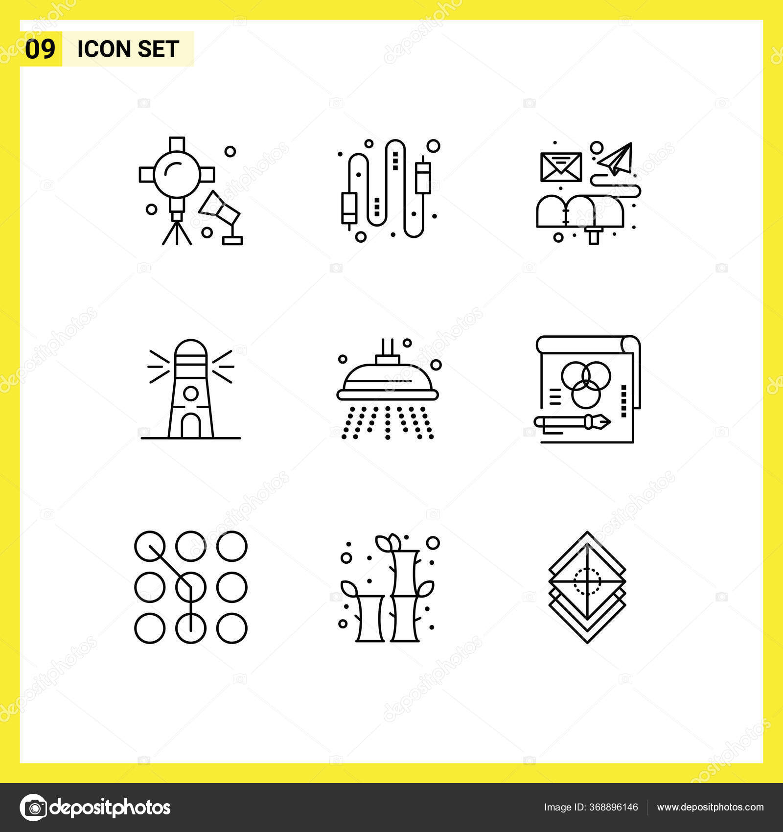 Universal Outline Signs Symbols House Building Connection Lighthouse ...