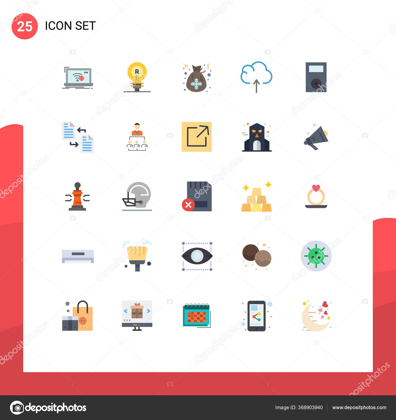 Mobile Interface Flat Color Set Pictograms Devices Data Idea Cloud ...