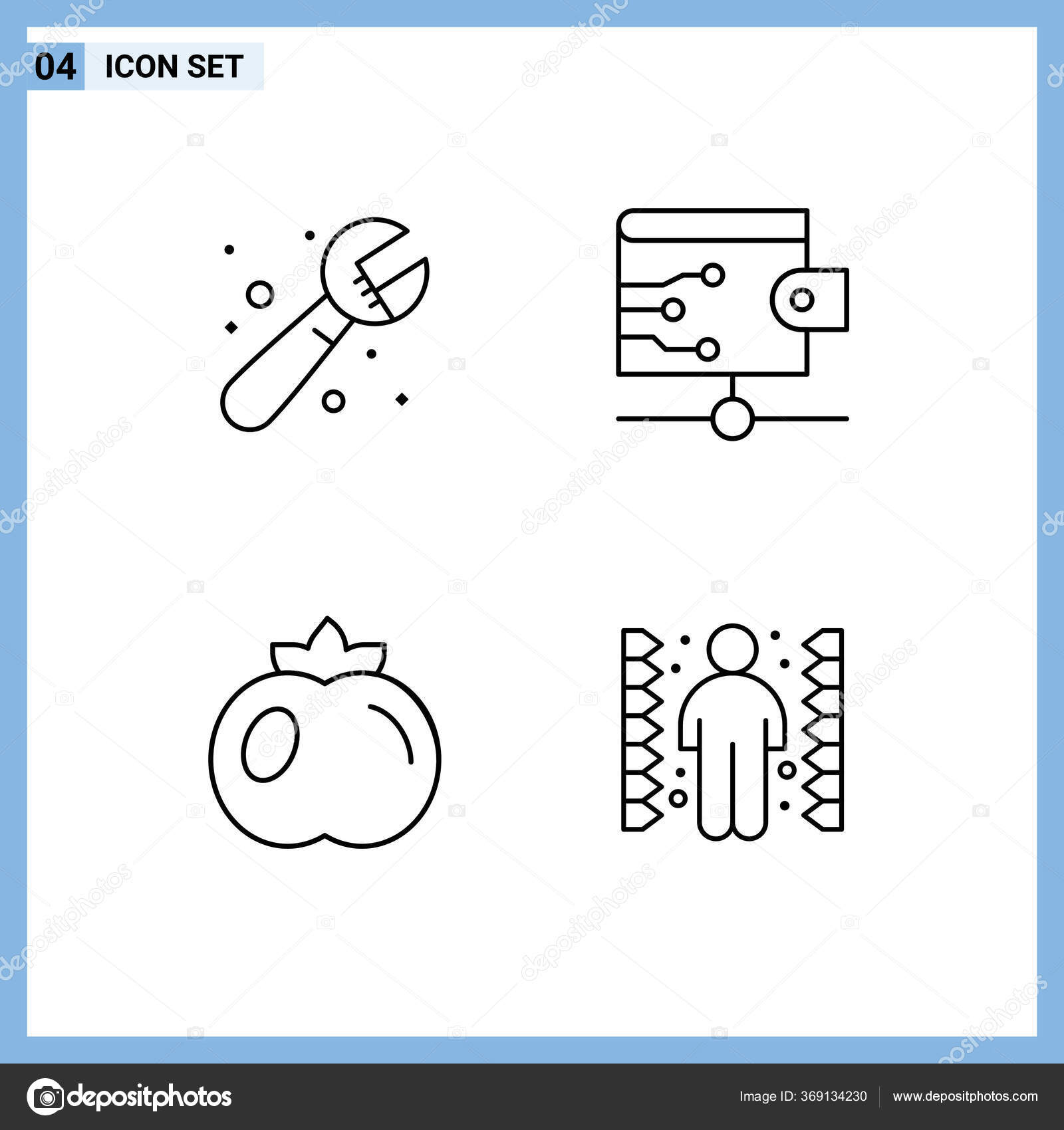 Móvil Interface Line Set Pictograms Mechanical Fruit System Wallet ...