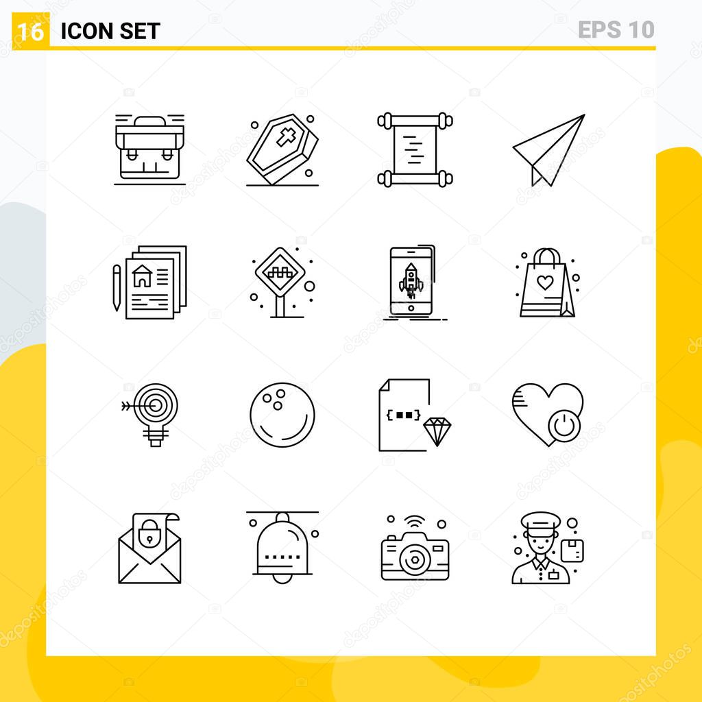 Conjunto Moderno Líneas Símbolos Como Home Blueprint Spooky Plane Paper ...