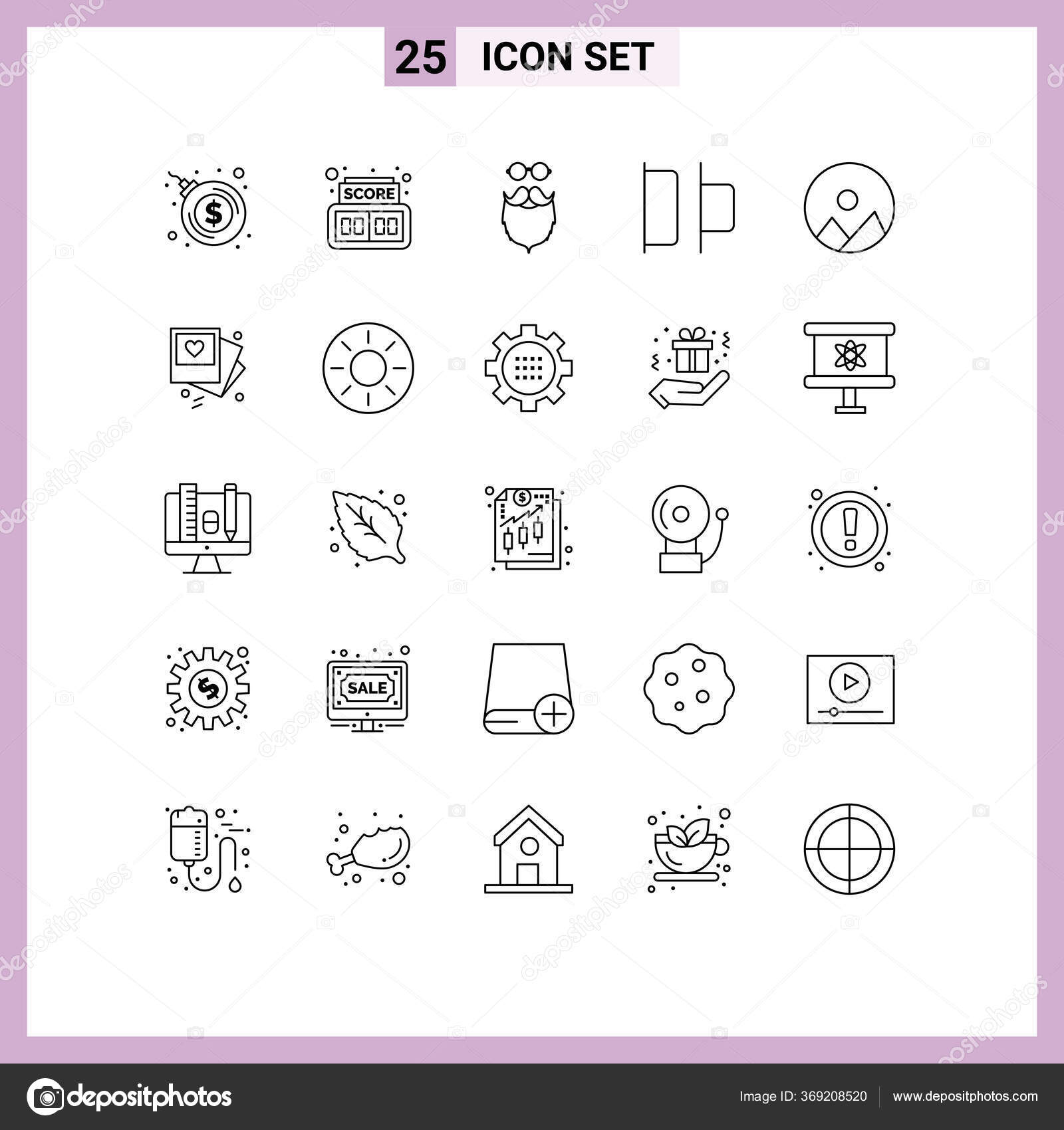 Vettoriale stockGruppo Linee Segni Simboli Gallert Natura Movember ...