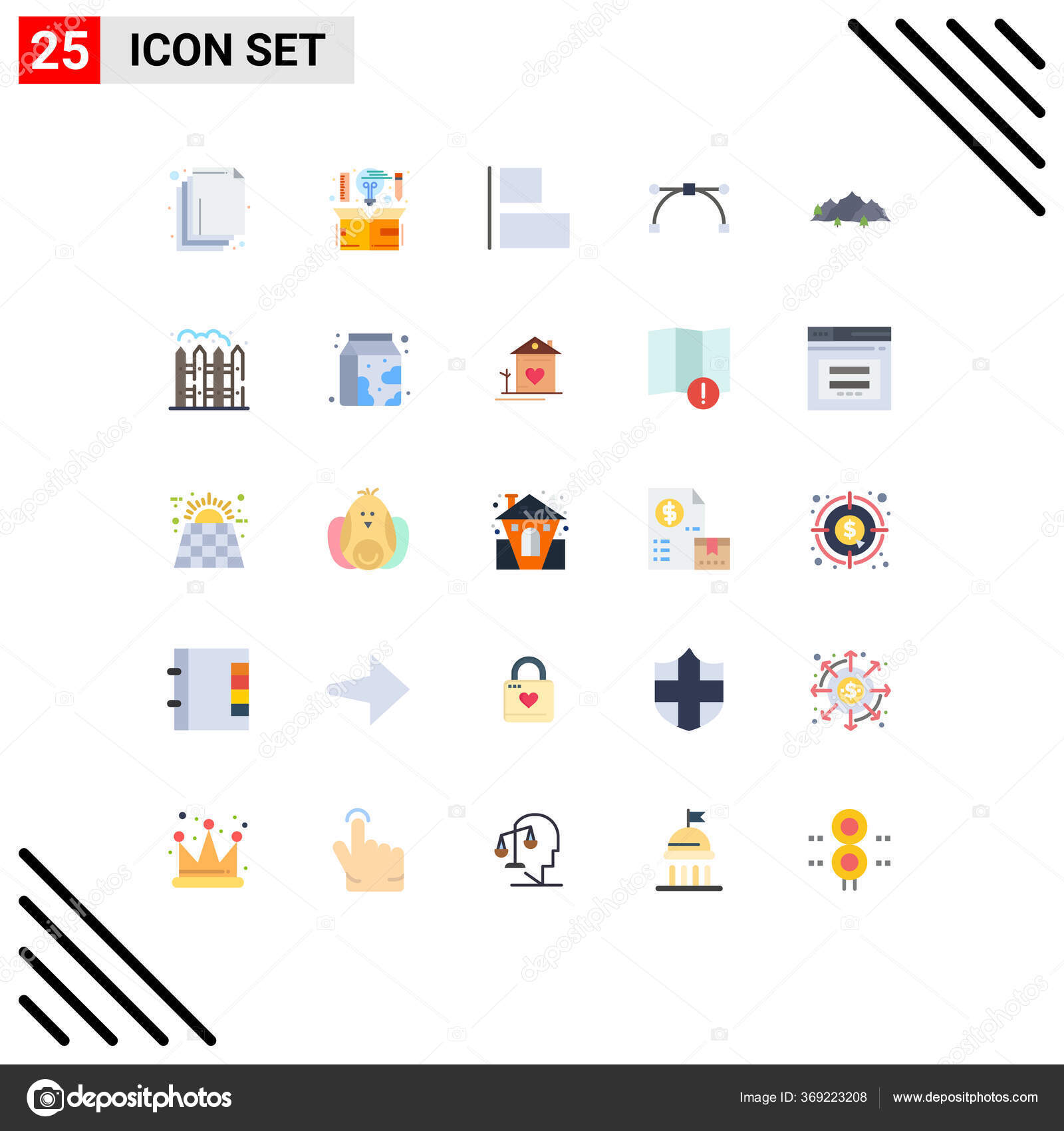 Flat Color Pack Universal Symbols Nature Landscape Align Mountain ...