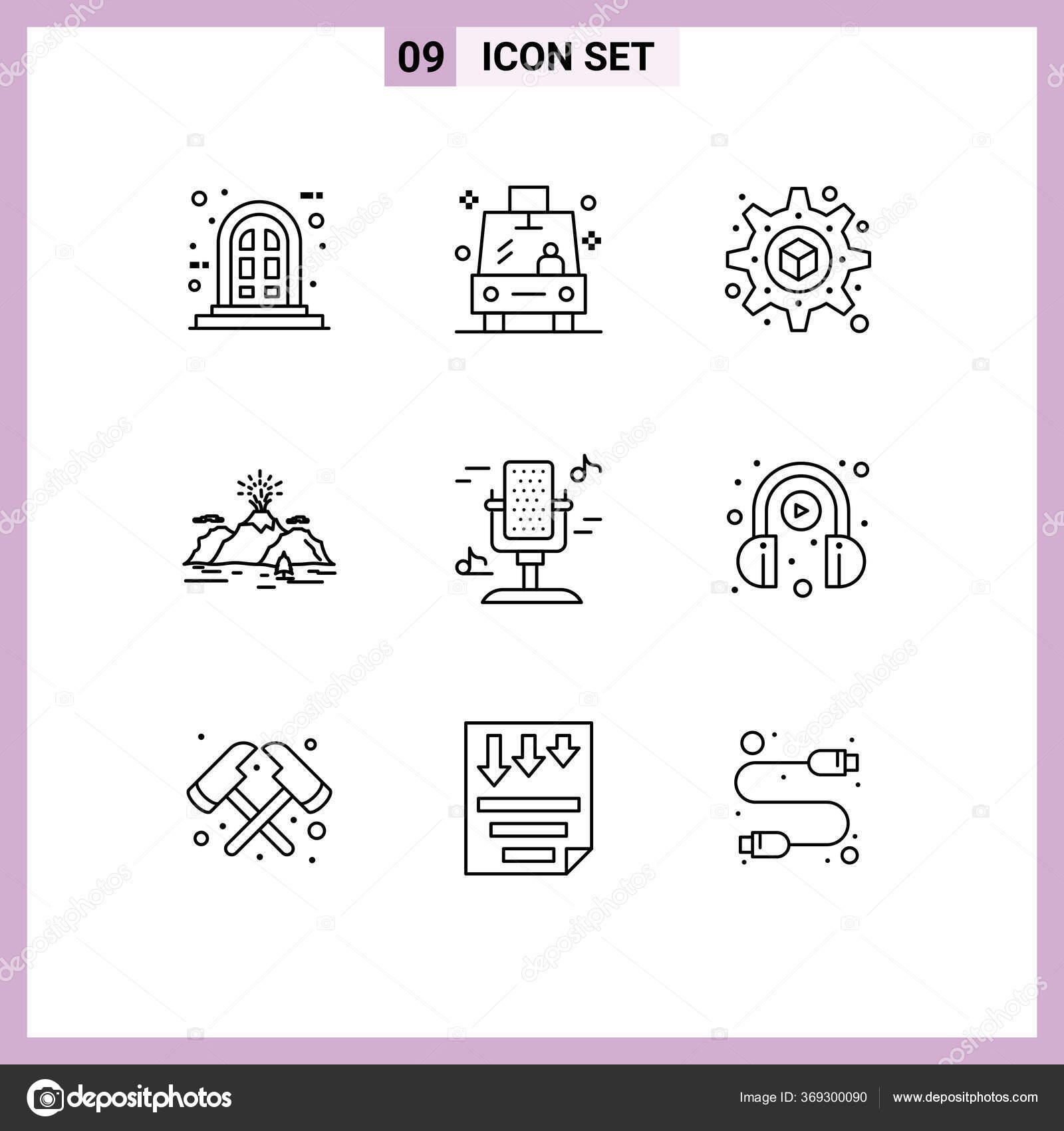 Thematic Vector Outlines Editable Symbols Sound Microphone Setting ...