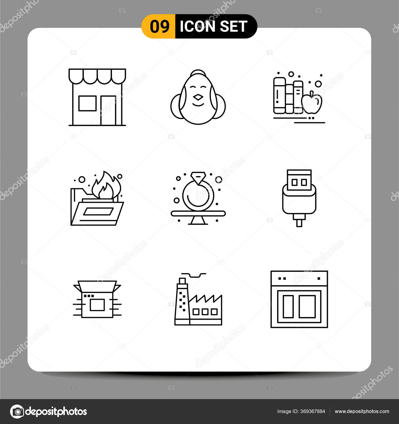Editable Vector Line Pack Simple Outlines Folder Fire Folder Baby Stock ...