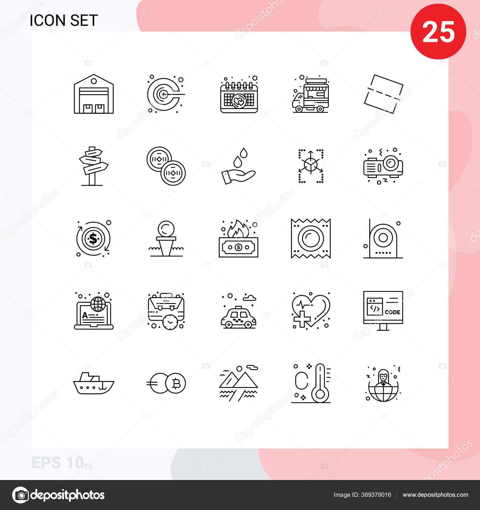 Garis Vektor Tematik Dan Simbol Penyuntingan Foto Kios Makanan Promosi ...