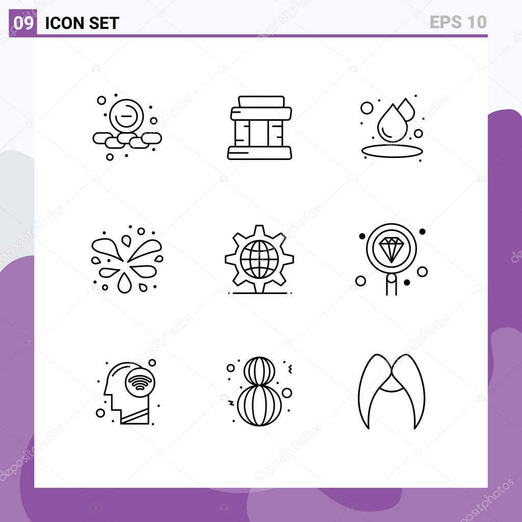 Vector de stock Icon Pack de 9 l neas de signos y s mbolos para la codificaci n, servidor, h ...